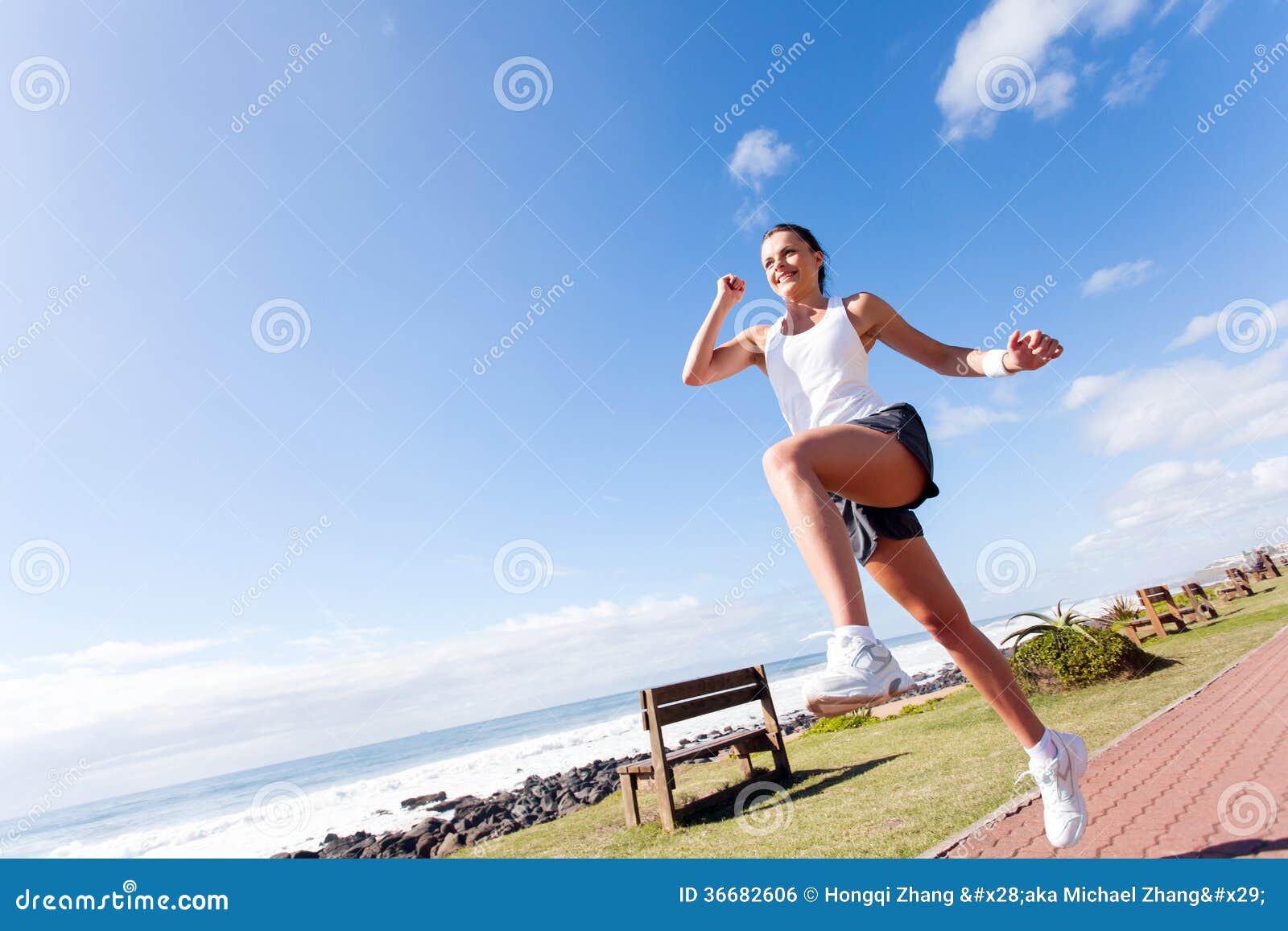 Active young woman running stock photo. Image of beautiful - 36682606