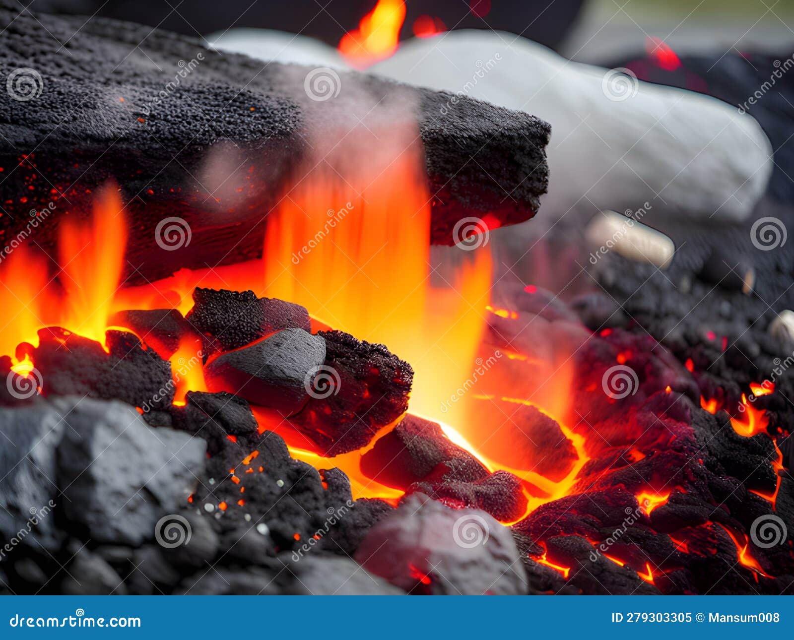Actively Smoldering Embers of Fire, AI Generated Stock Illustration ...