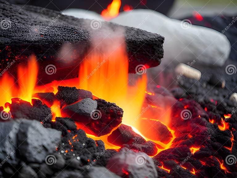 Actively Smoldering Embers of Fire, AI Generated Stock Illustration ...