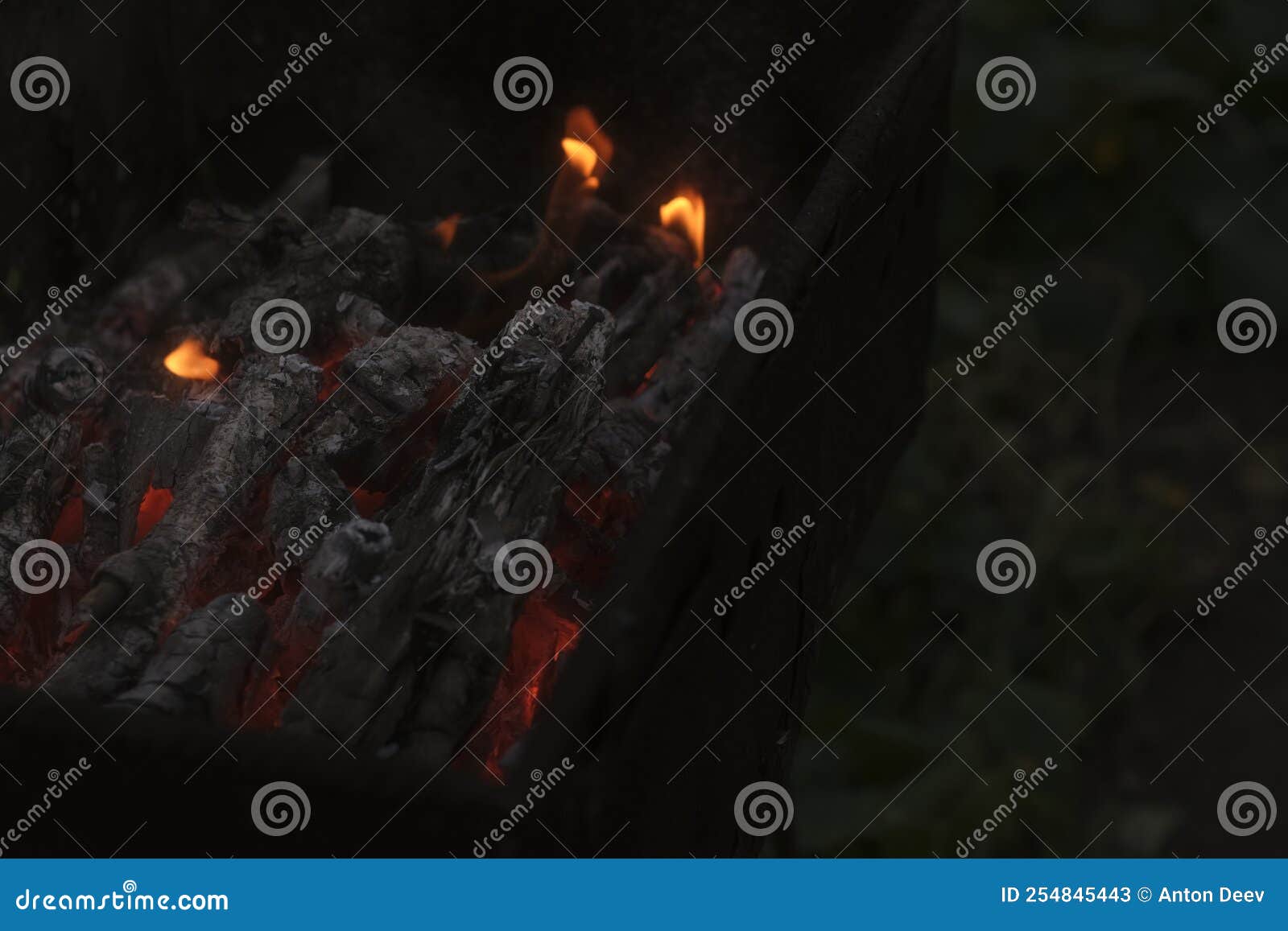 Actively Smoldering Embers of the Fire. Background of Burning Hot Coals ...