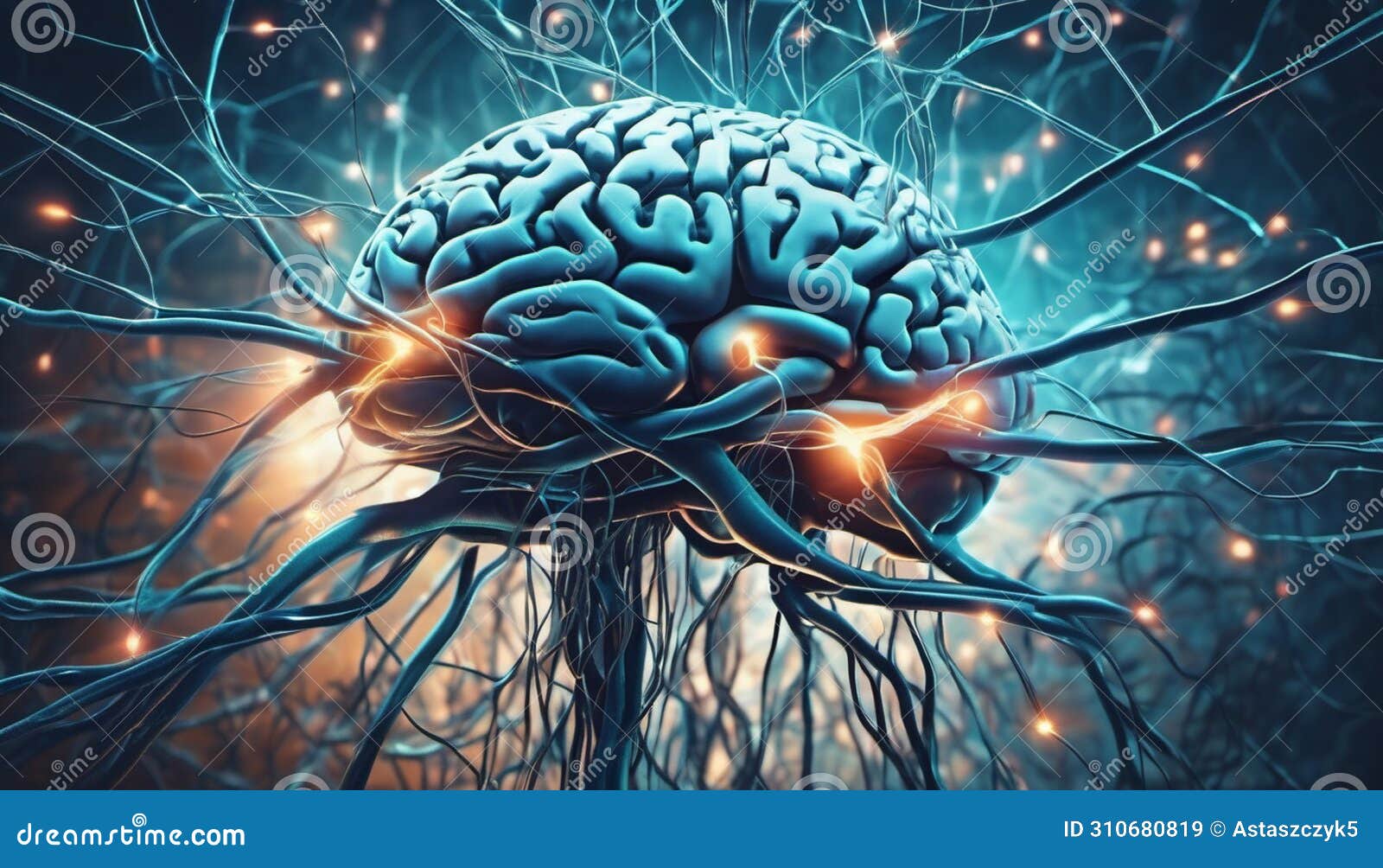 Actividad Cerebral. Neuronas Y Sinapsis. Stock de ilustración ...