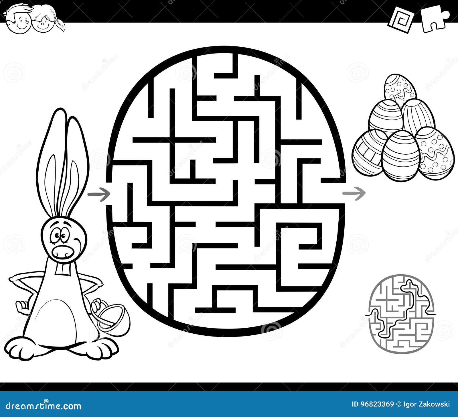 Actividad Del Laberinto De Pascua Para Colorear Ilustración del Vector ...