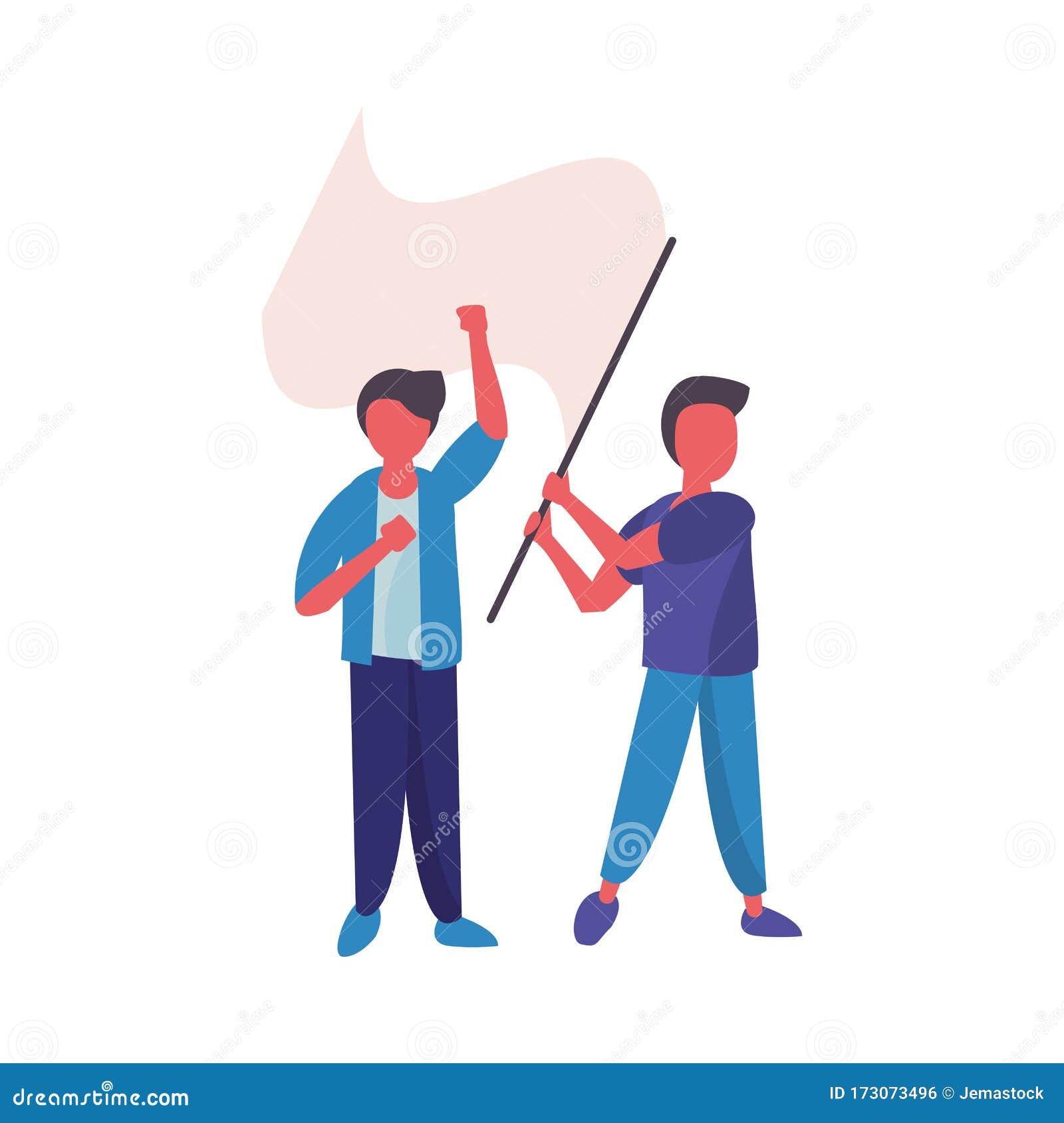 Activist Men Protesting with Flag Stock Vector - Illustration of flat ...