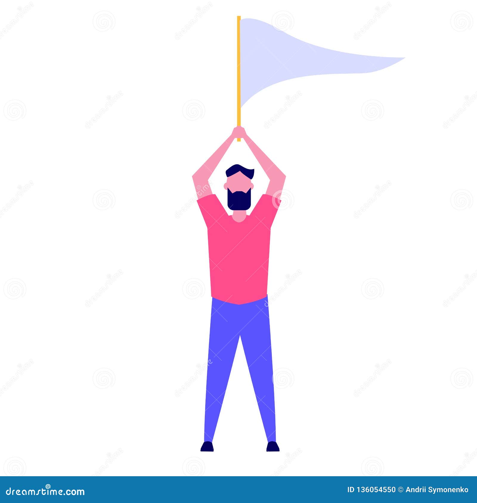 Activist or Protesters Holding Blank Flag. Flat Style Stock Vector ...