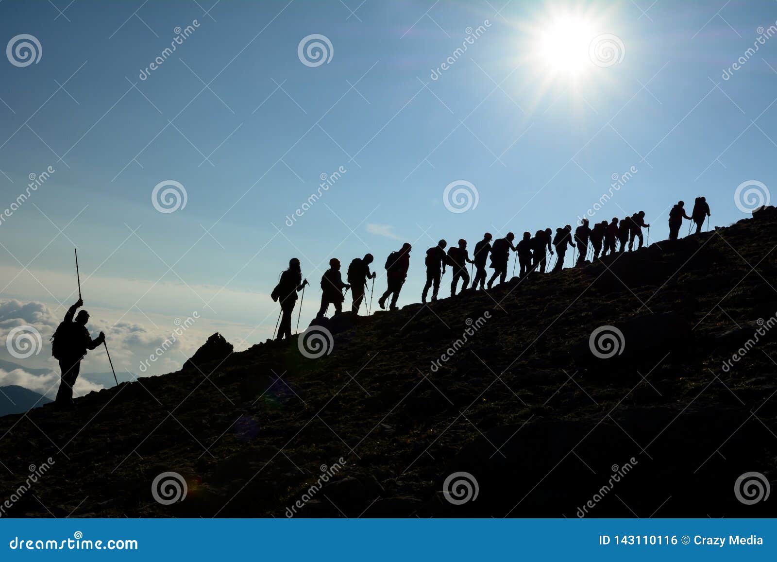 Activities of Crowded Mountaineers, Walking Towards Steep Mountains and ...