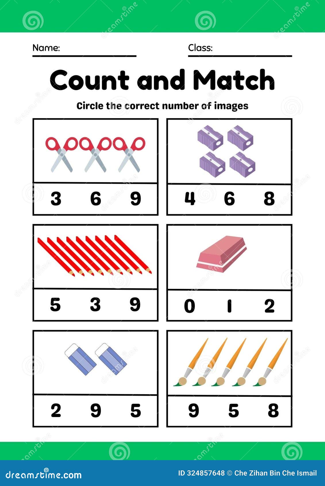 Educational Activities for Children - Count and Match Activities Stock ...