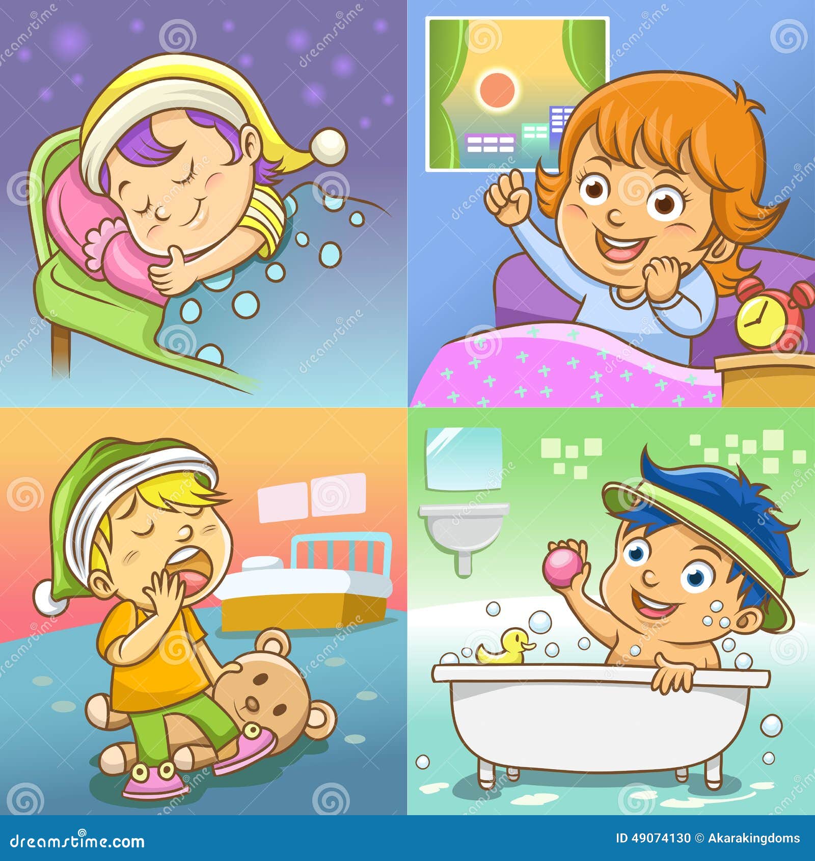 Daily activities stock vector. Illustration of sleep - 49074130