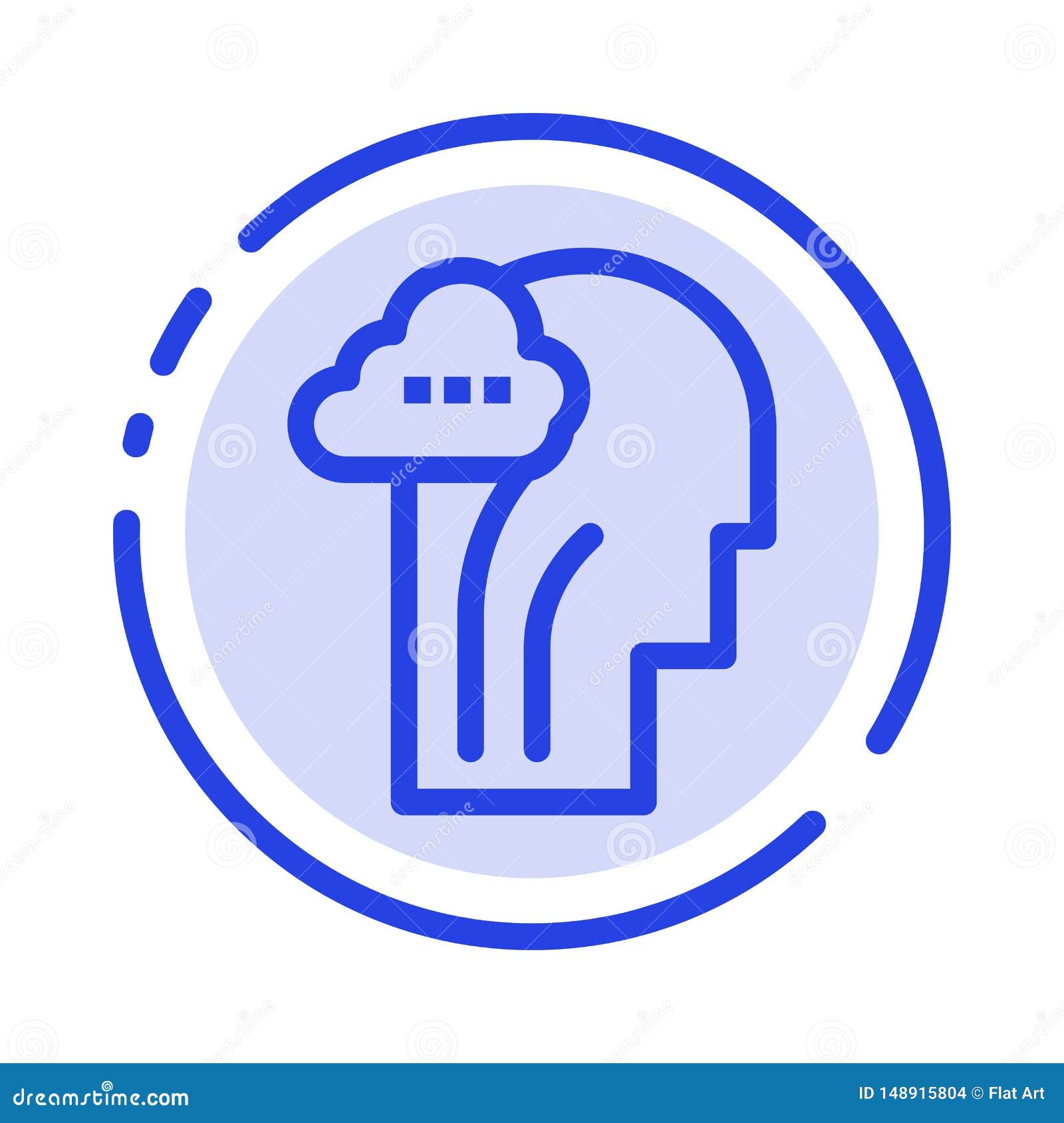 Activity, Brain, Mind, Head Blue Dotted Line Line Icon Stock Vector ...