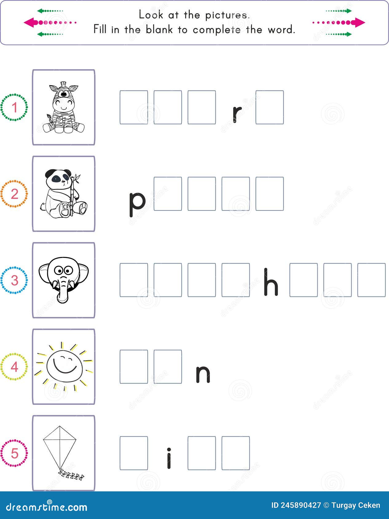 Completing the Missing Letters of the Word Stock Vector - Illustration ...