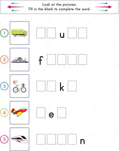 Completing the Missing Letters of the Word Stock Vector - Illustration ...