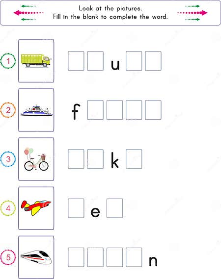 Completing the Missing Letters of the Word Stock Vector - Illustration ...