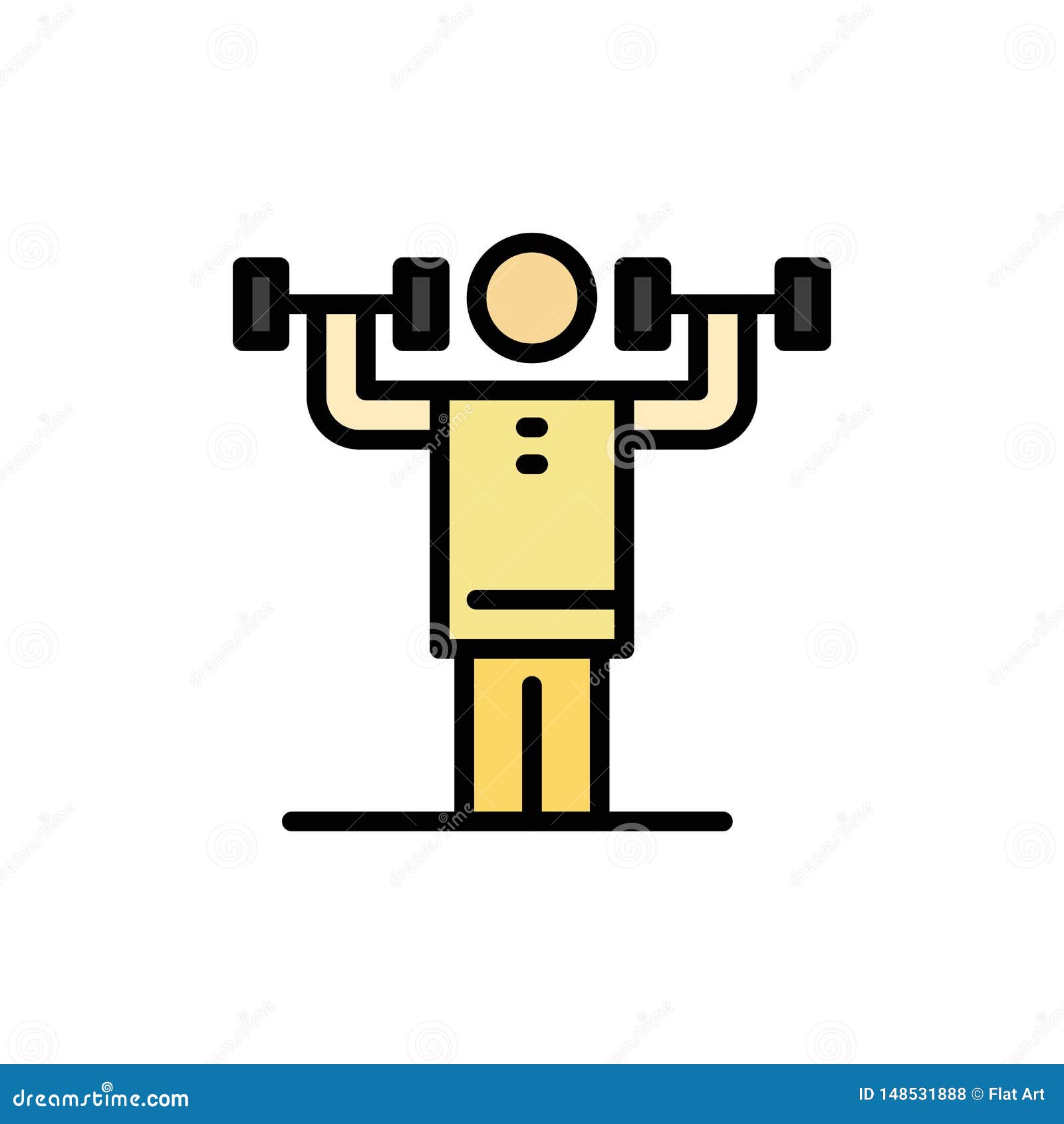 Activity, Discipline, Human, Physical, Strength Flat Color Icon. Vector ...