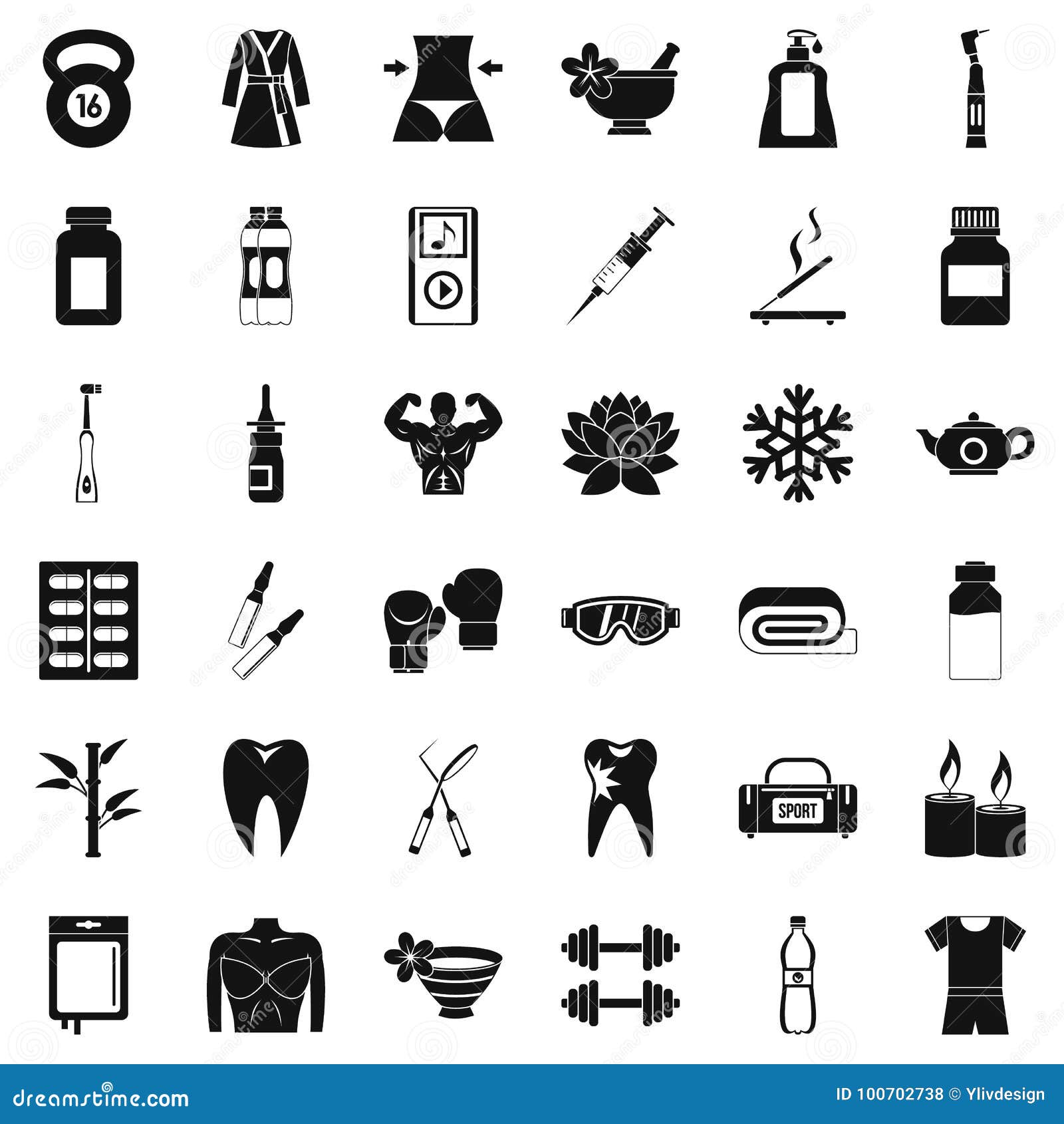 Activity Icons Set, Simle Style Stock Vector - Illustration of dumbbell ...