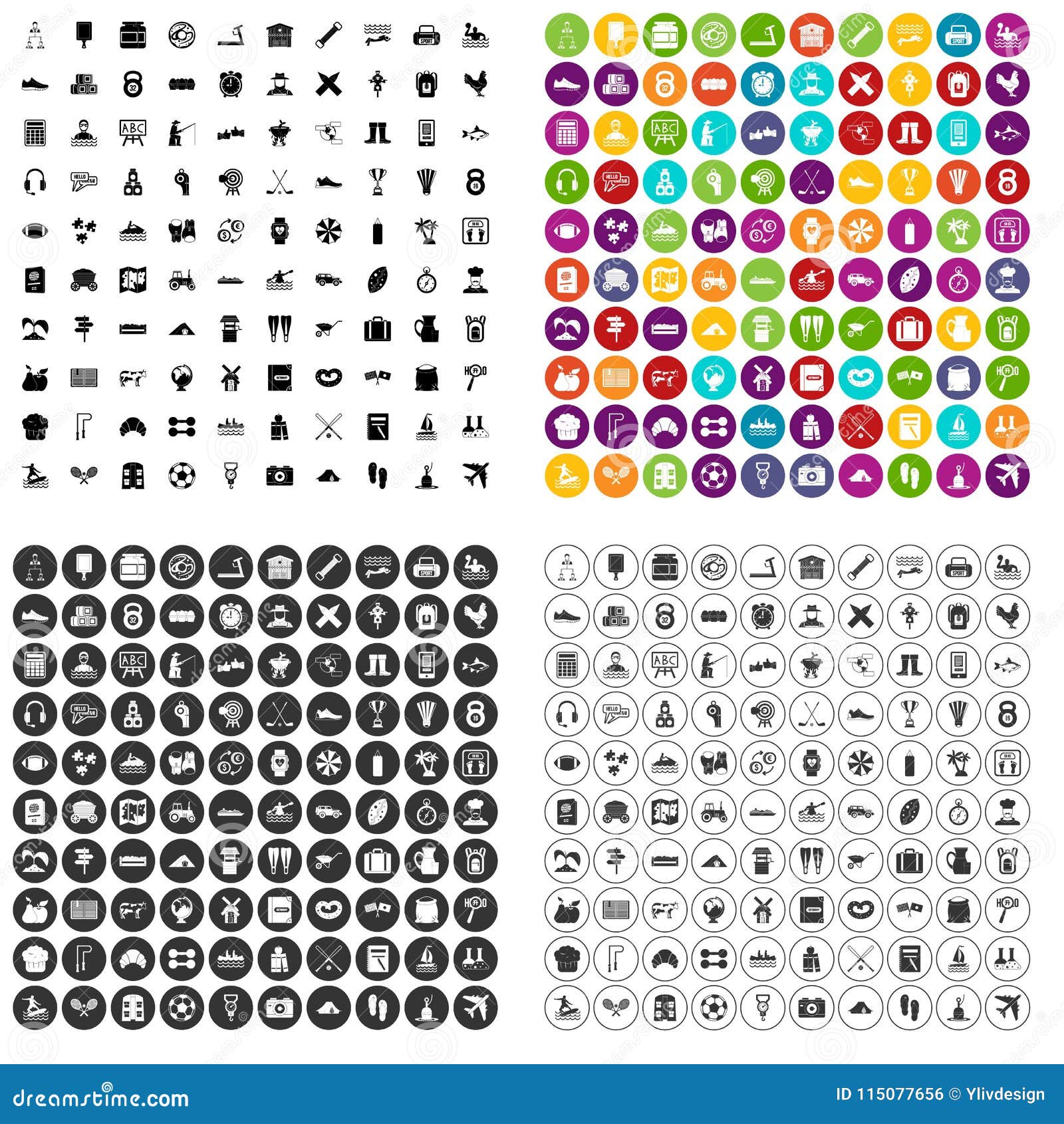 100 Activity Icons Set Vector Variant Stock Vector - Illustration of ...