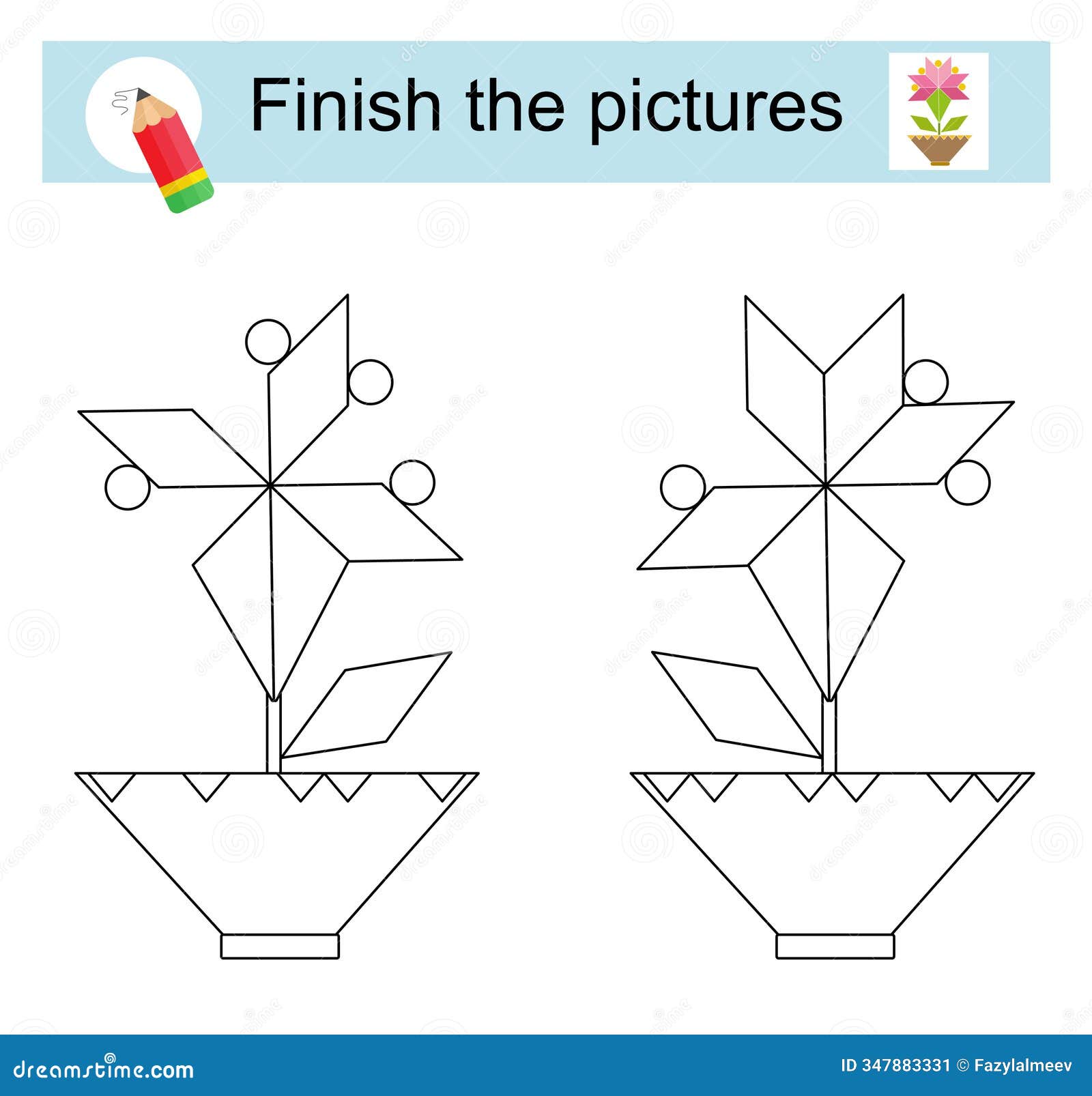 Activity for Kids. Finish the Pictures so that they All Look the Same ...
