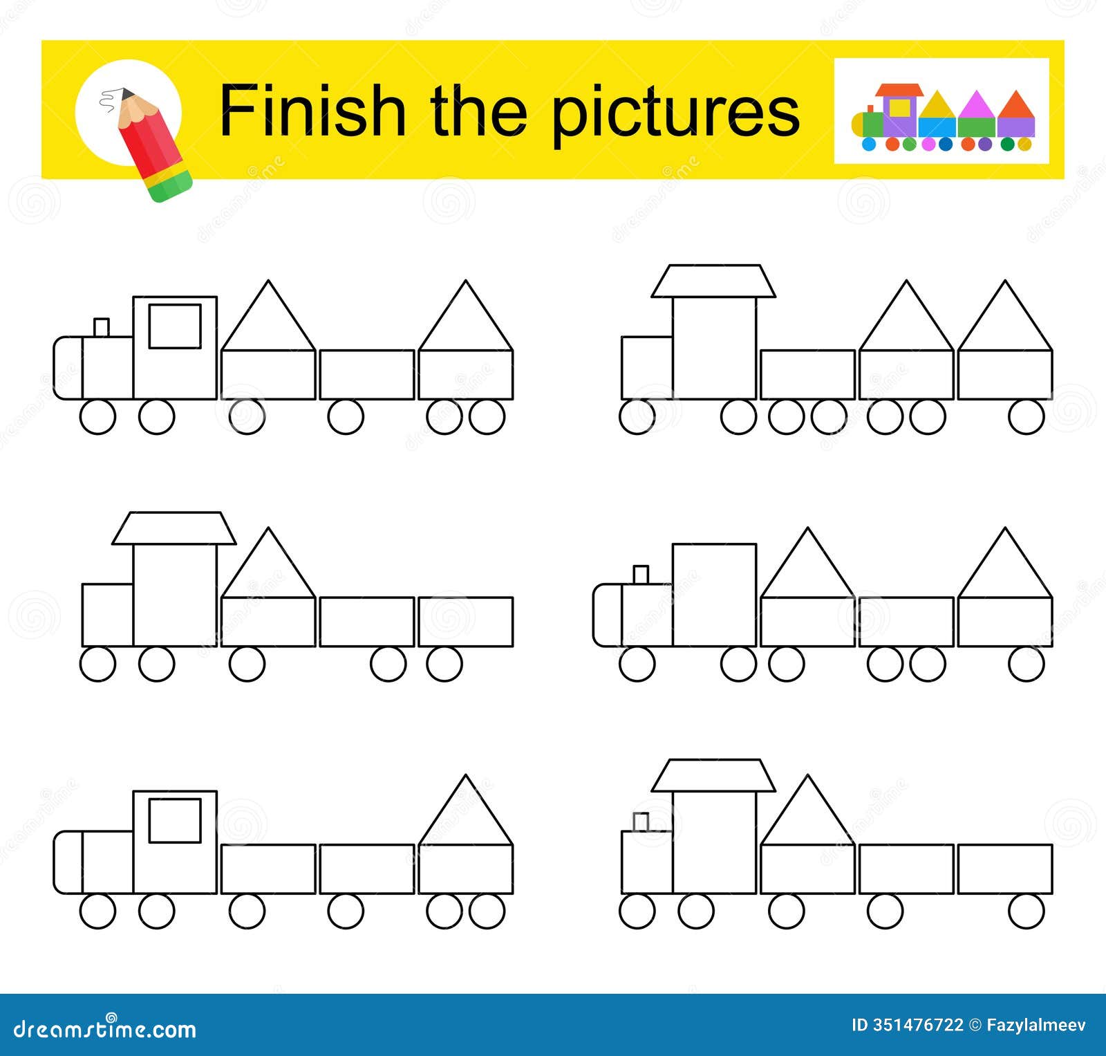 Activity for Kids. Finish the Pictures so that they All Look the Same ...