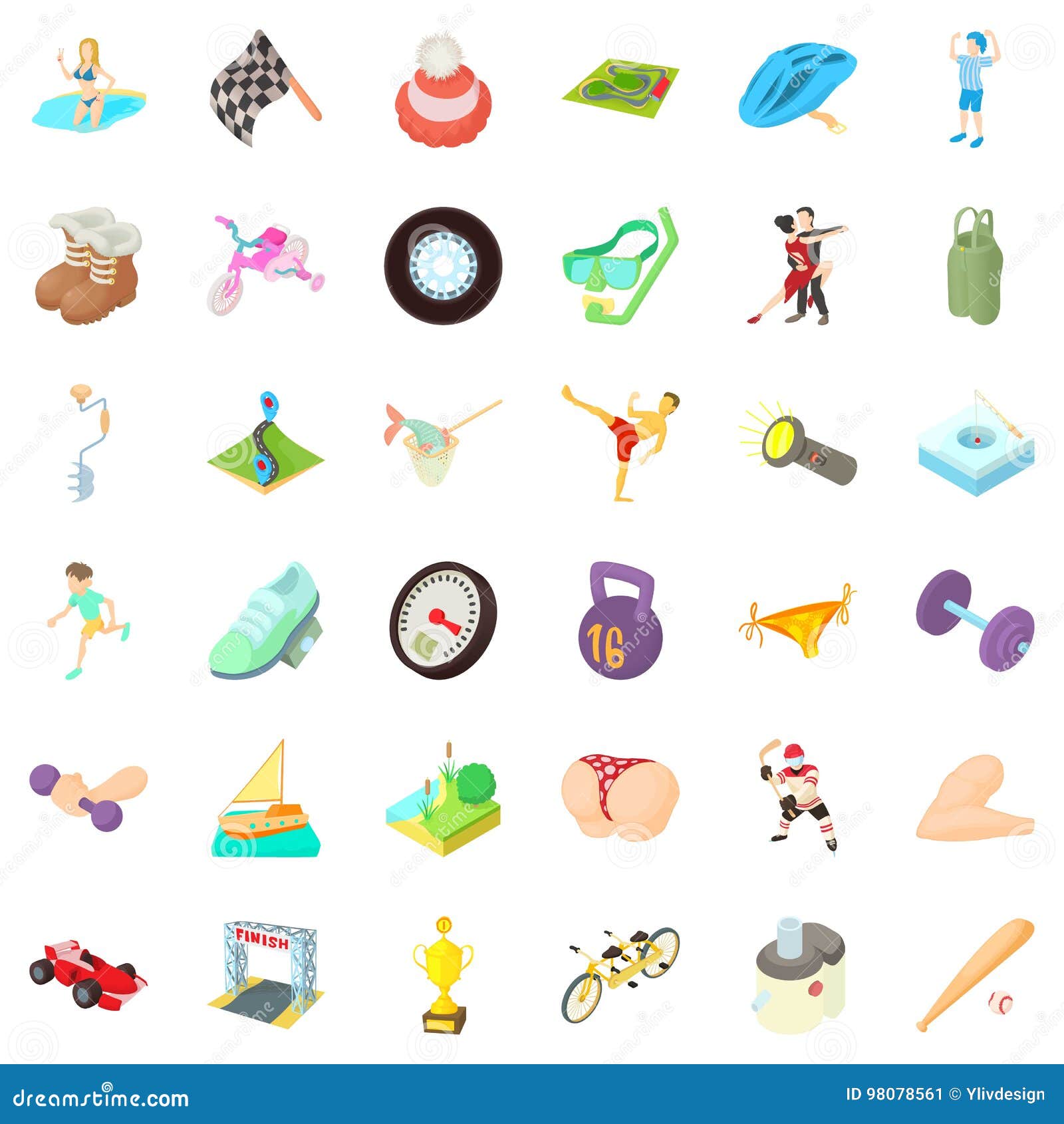 Activity Life Icons Set, Cartoon Style Stock Vector - Illustration of ...