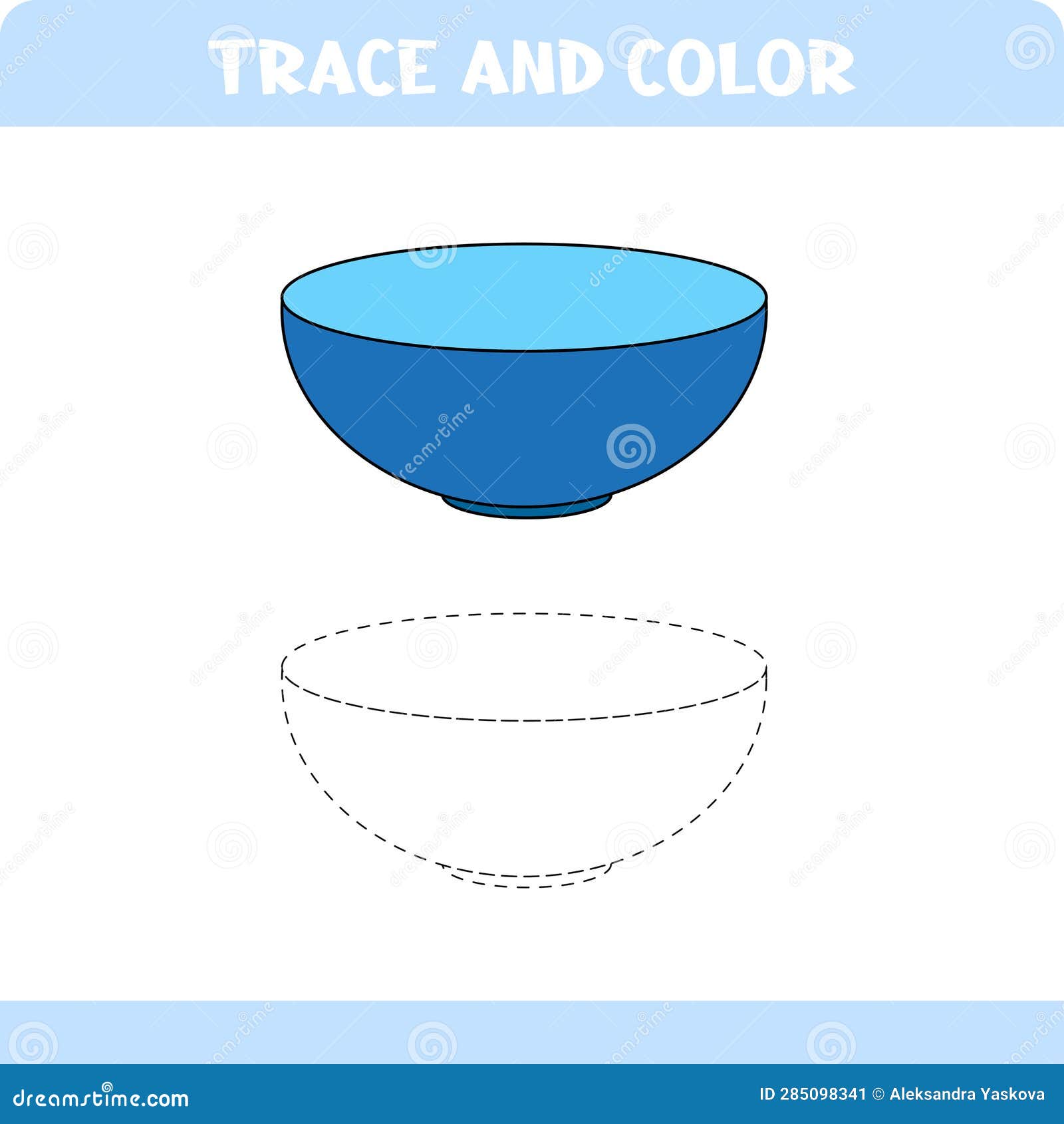 Activity Page for Kids Education. Tracing Objects. Color Page. Bowl ...