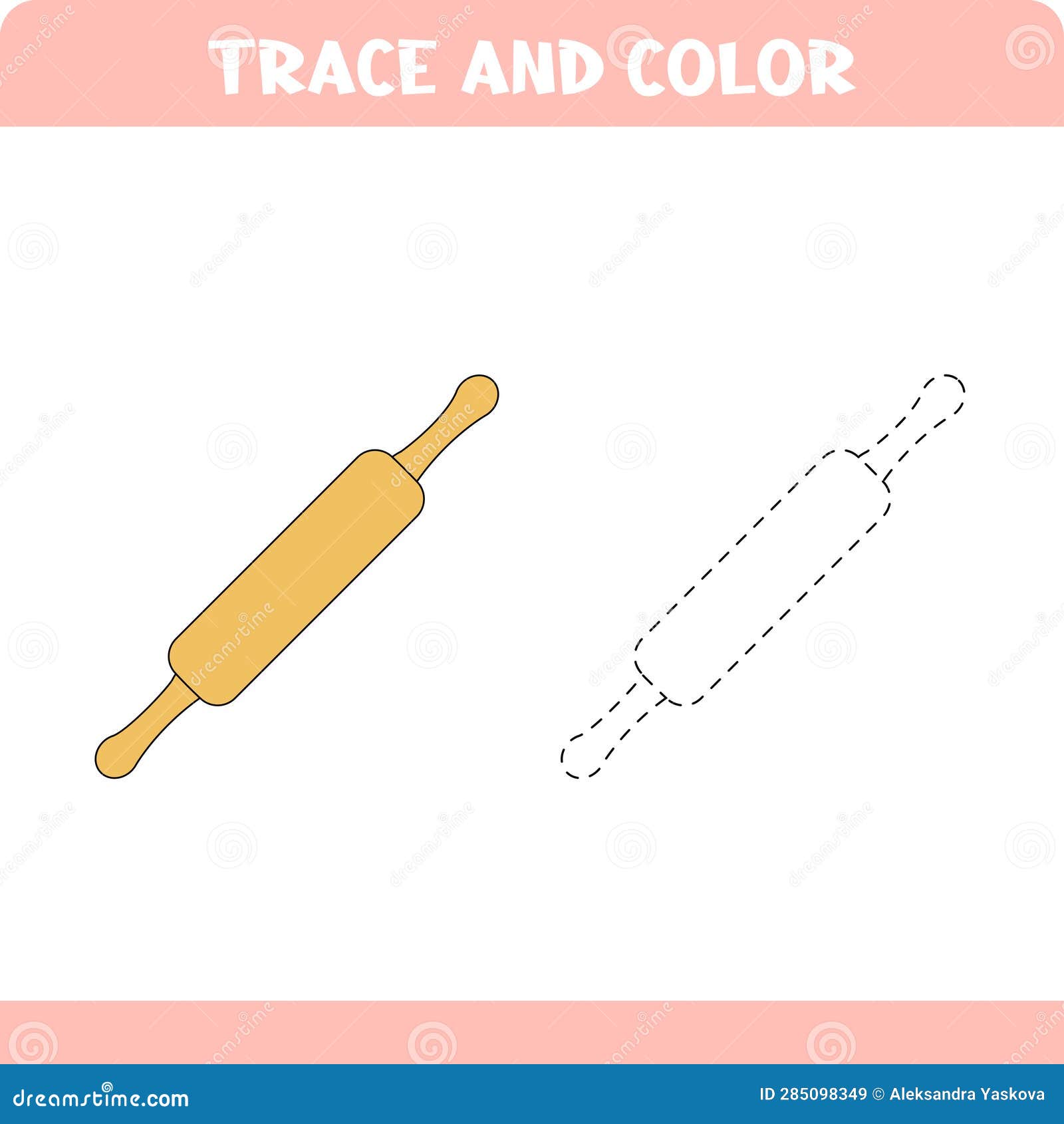 Activity Page for Kids Education. Tracing Objects. Color Page. Rolling ...