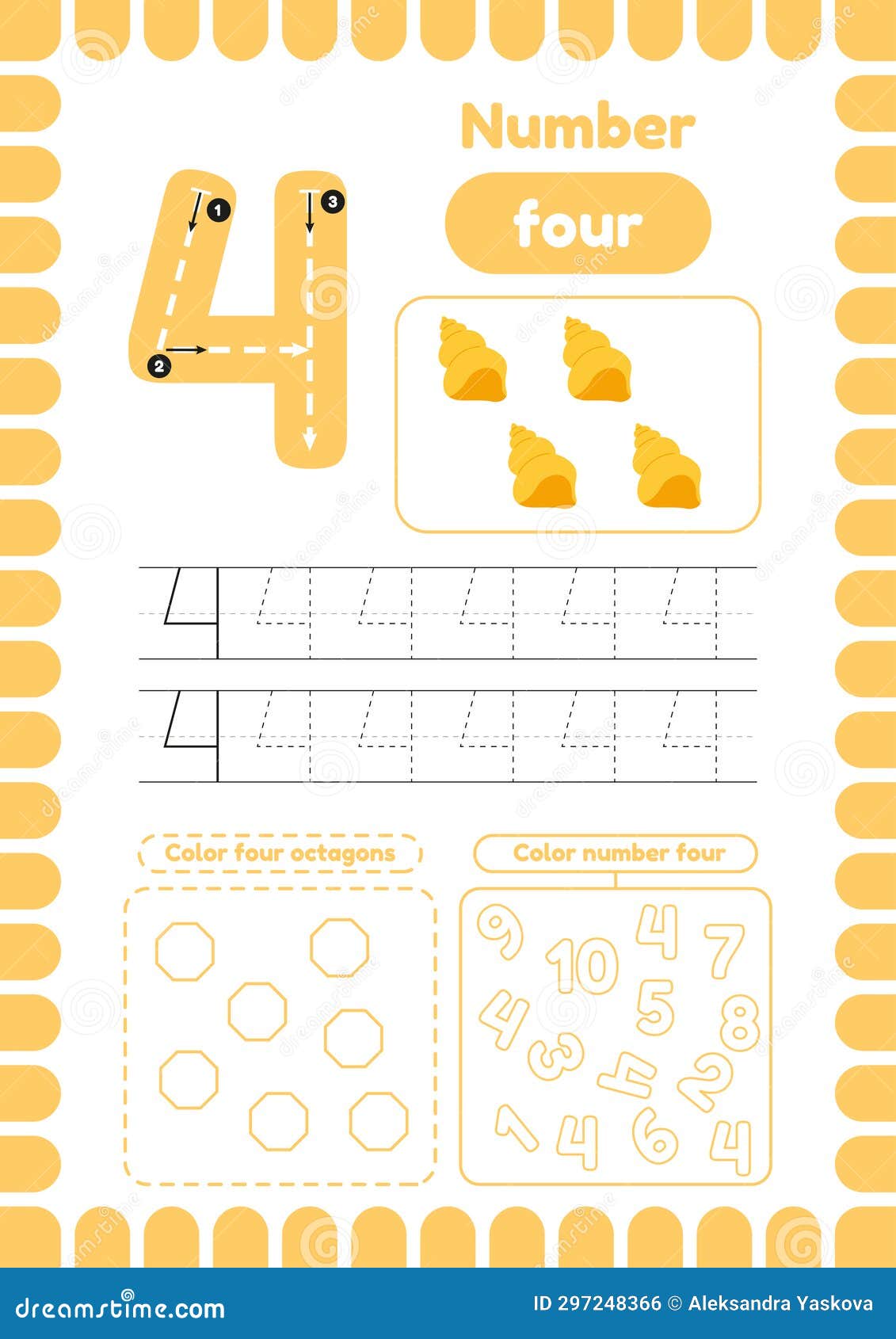 Activity Page with Many Exercises for Kids, Coloring Figures. Trace ...