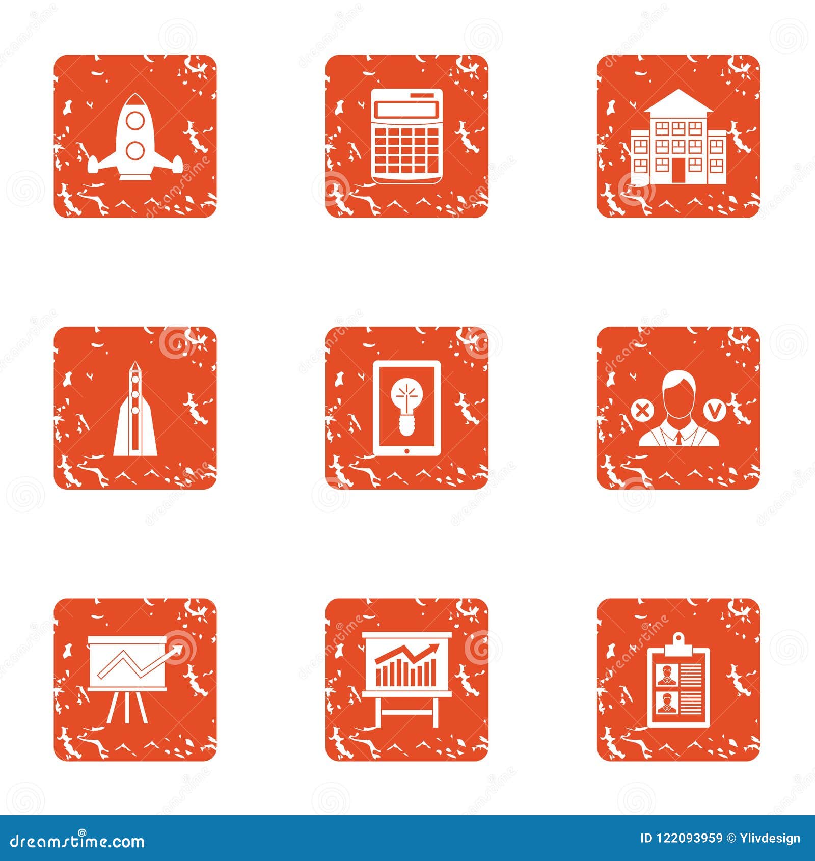 Activity Plan Icons Set, Grunge Style Stock Vector - Illustration of ...