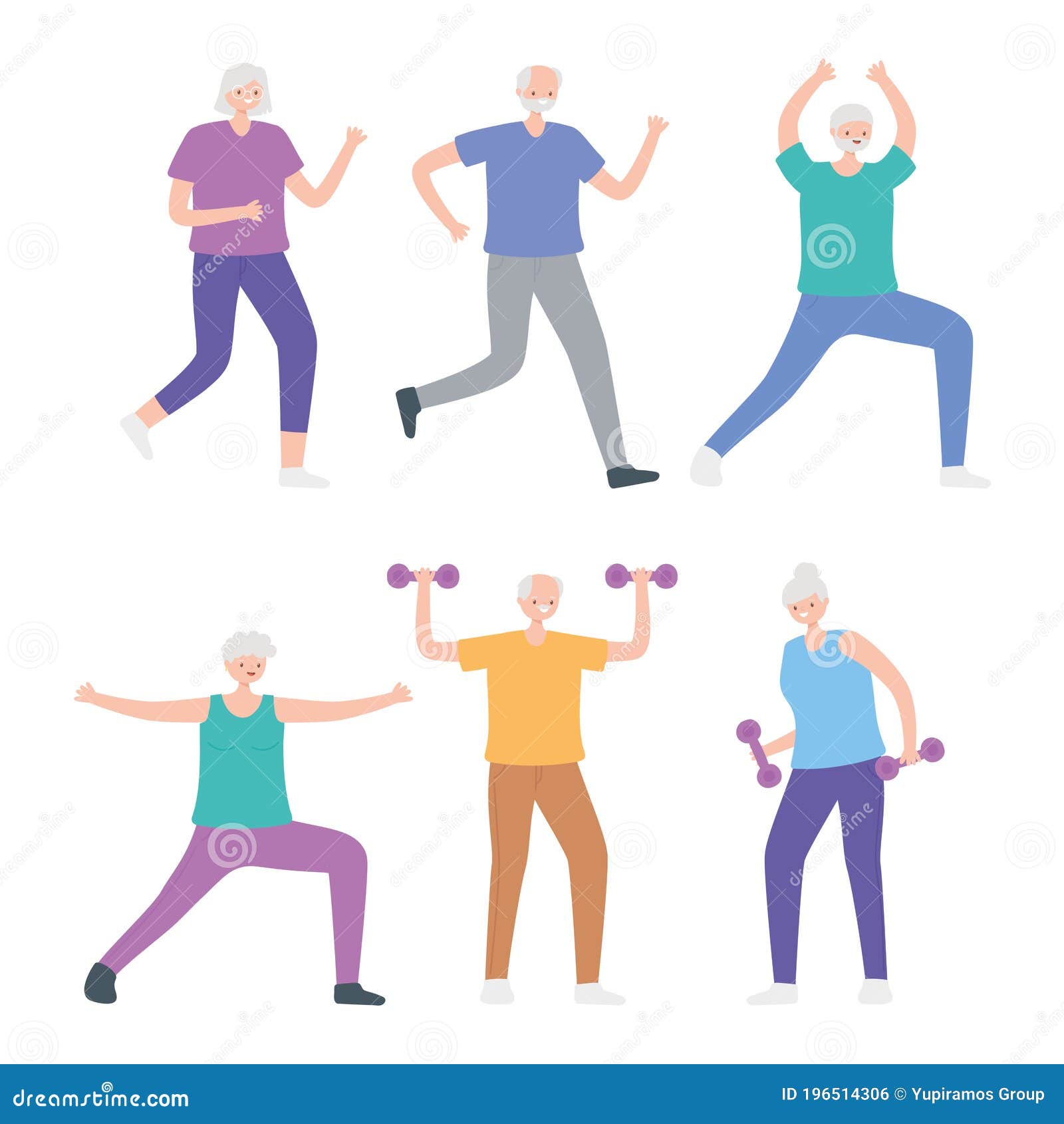 Physical Activity For Seniors Vector Illustration