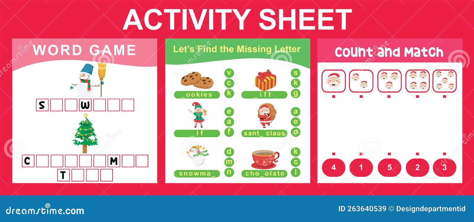 3 in 1 Activity Sheet for Children. Complete the Words, Missing Letter ...