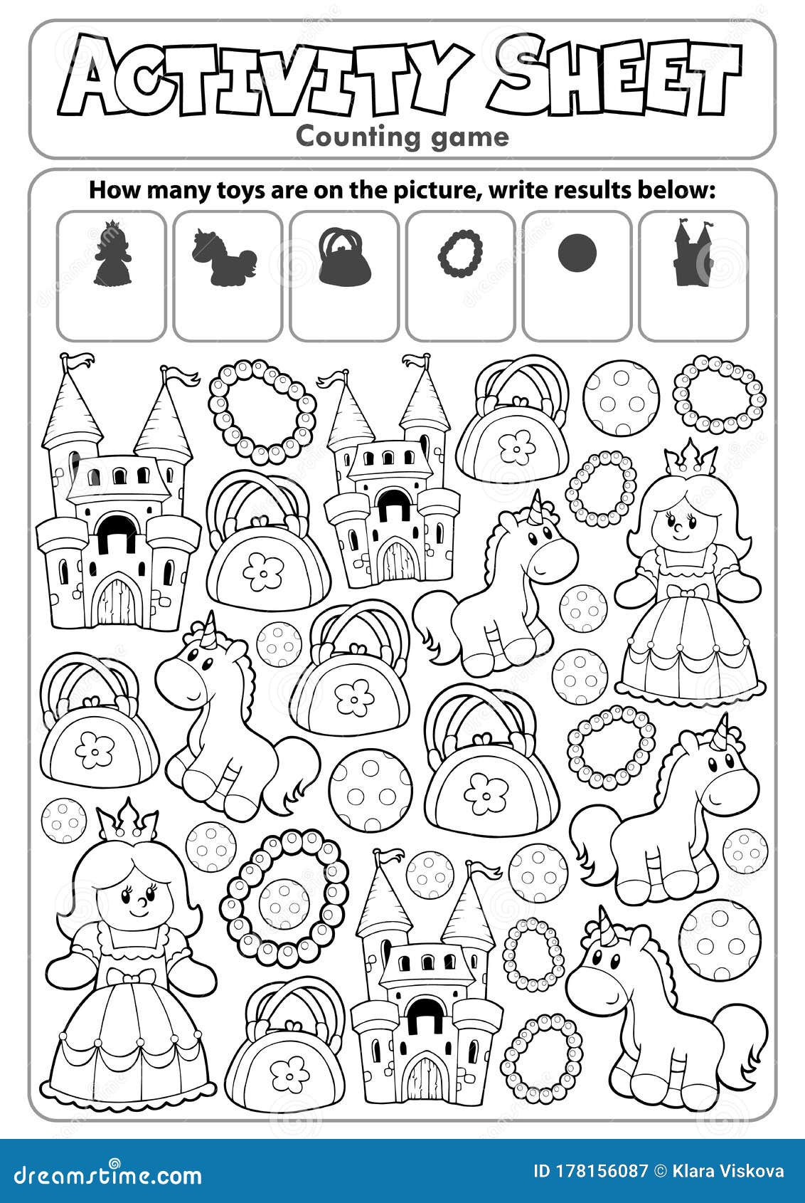 Activity Sheet Counting Game 8 Stock Vector - Illustration of fairy ...