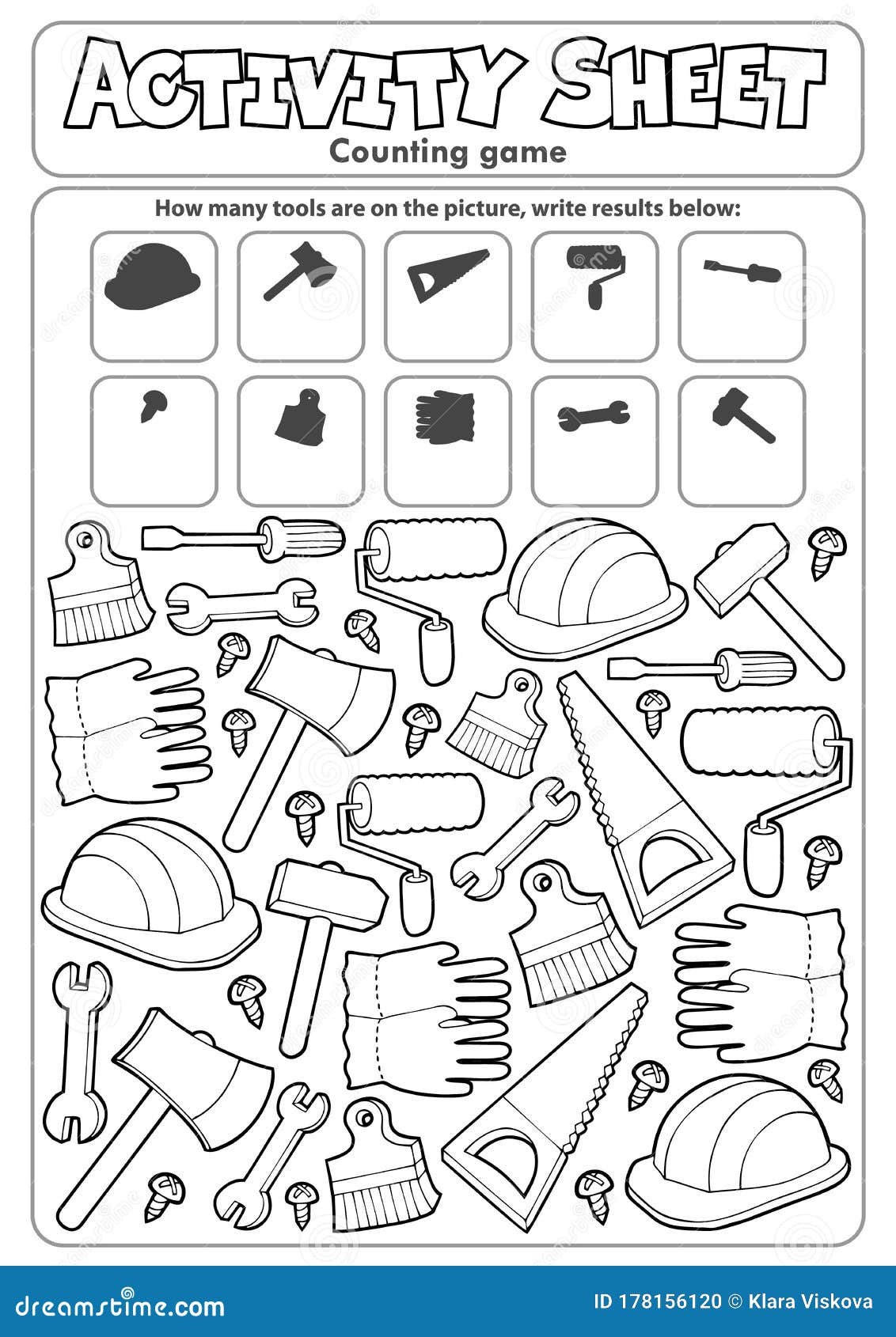 Activity Sheet Counting Game 9 Stock Vector - Illustration of counting ...