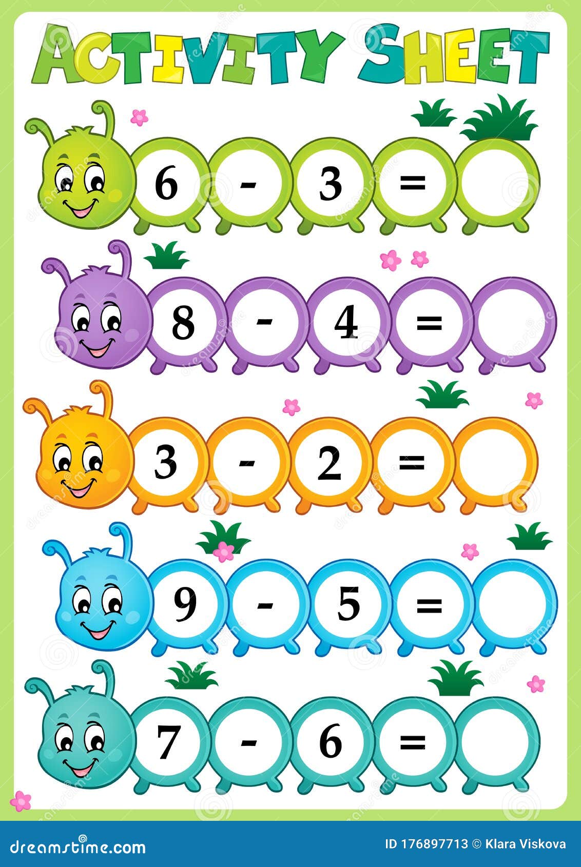 Activity Sheet Math Theme 2 Stock Vector - Illustration of learning ...