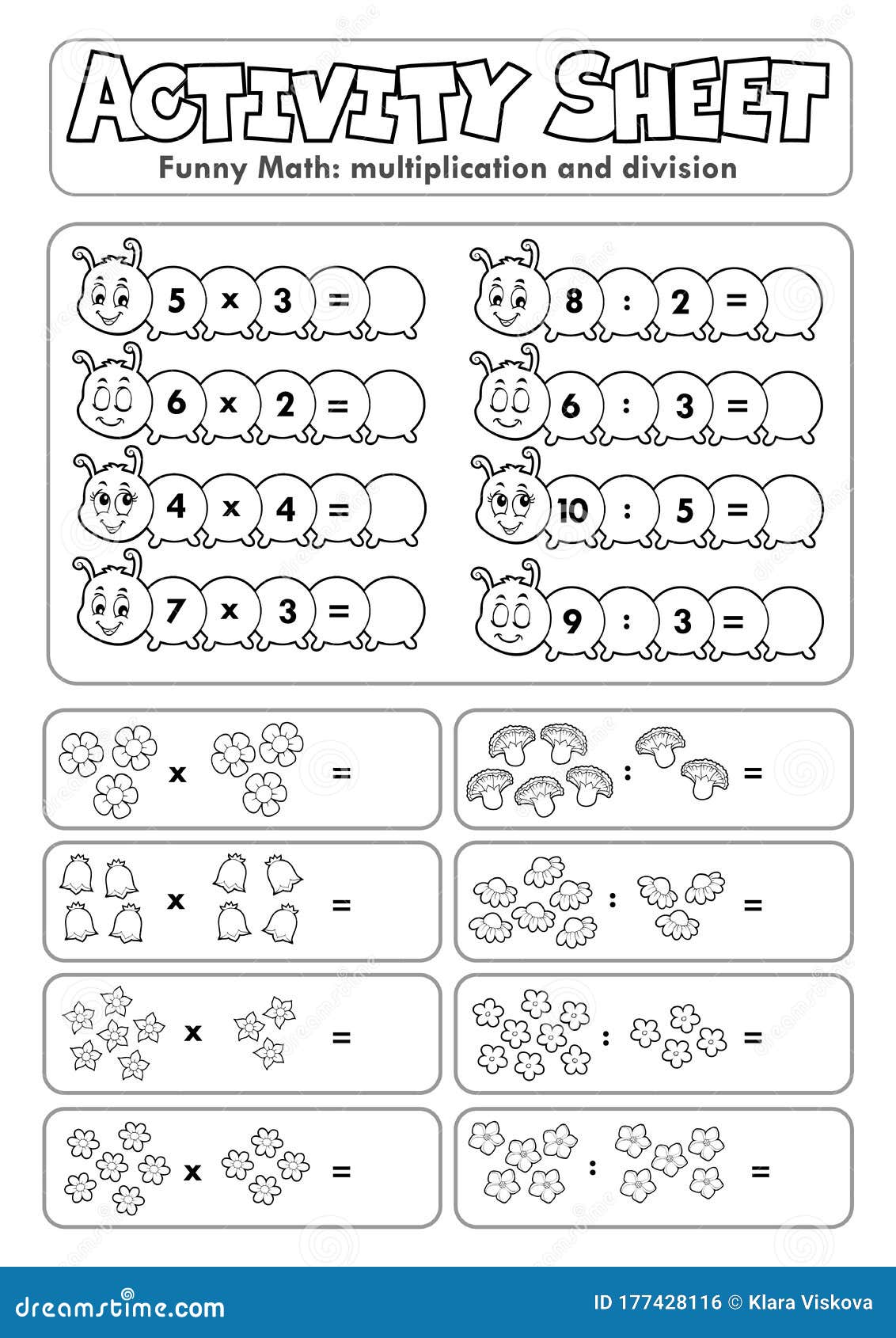 Activity Sheet Math Theme 6 Stock Vector - Illustration of caterpillars ...