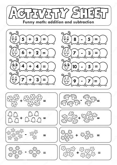 Activity Sheet Math Theme 5 Stock Vector - Illustration of bloom ...