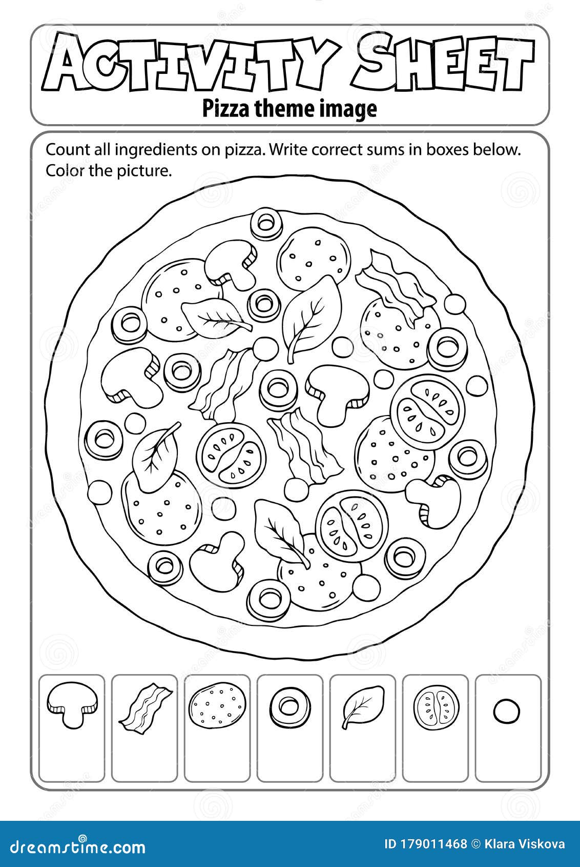 Activity Sheet Pizza Theme 2 Stock Vector - Illustration of ingredients ... Activity Sheet Pizza Theme 2 Stock Vector - Illustration of ingredients ...