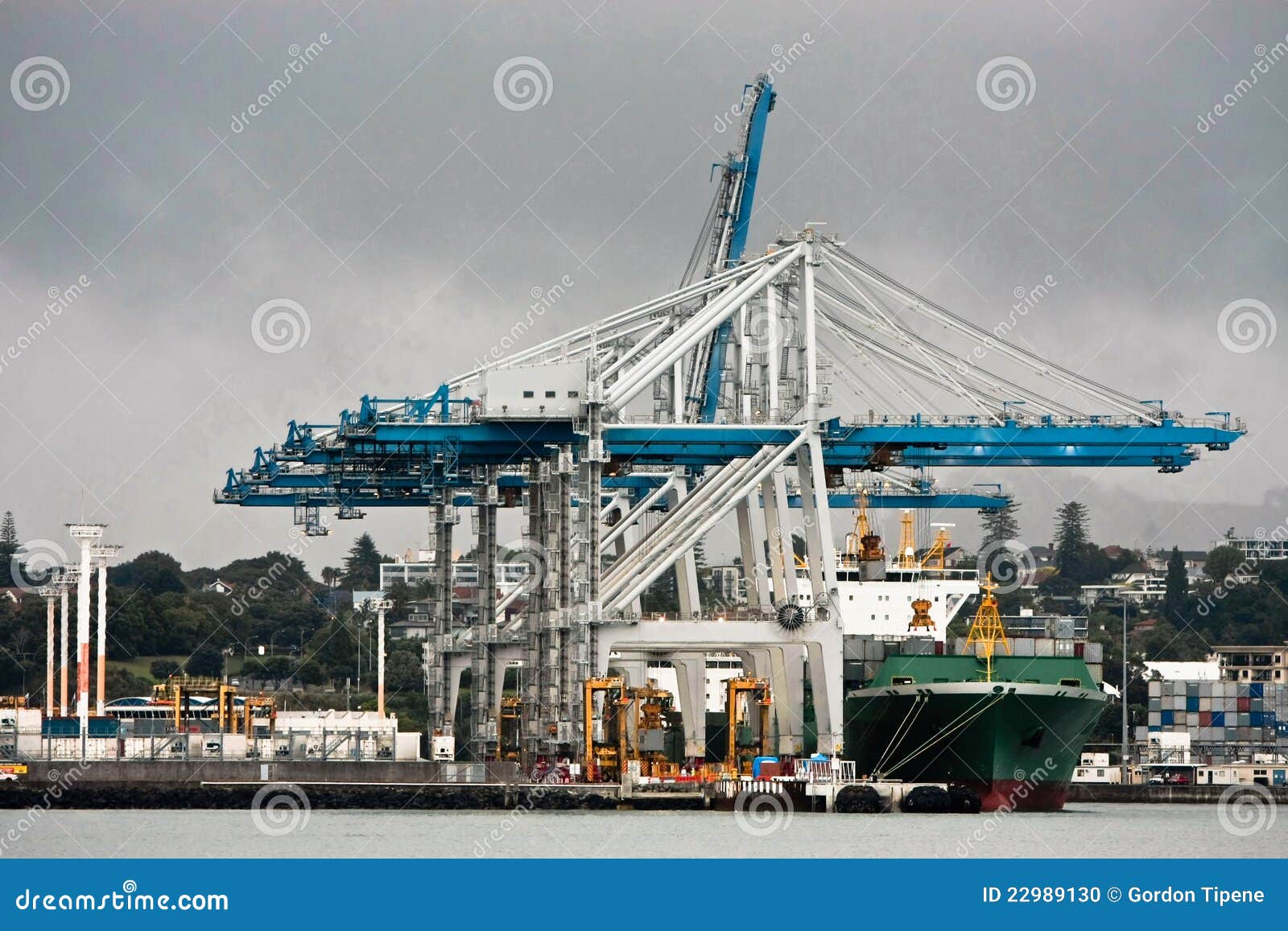Activity at Shipping Container Port Stock Photo - Image of structures ...