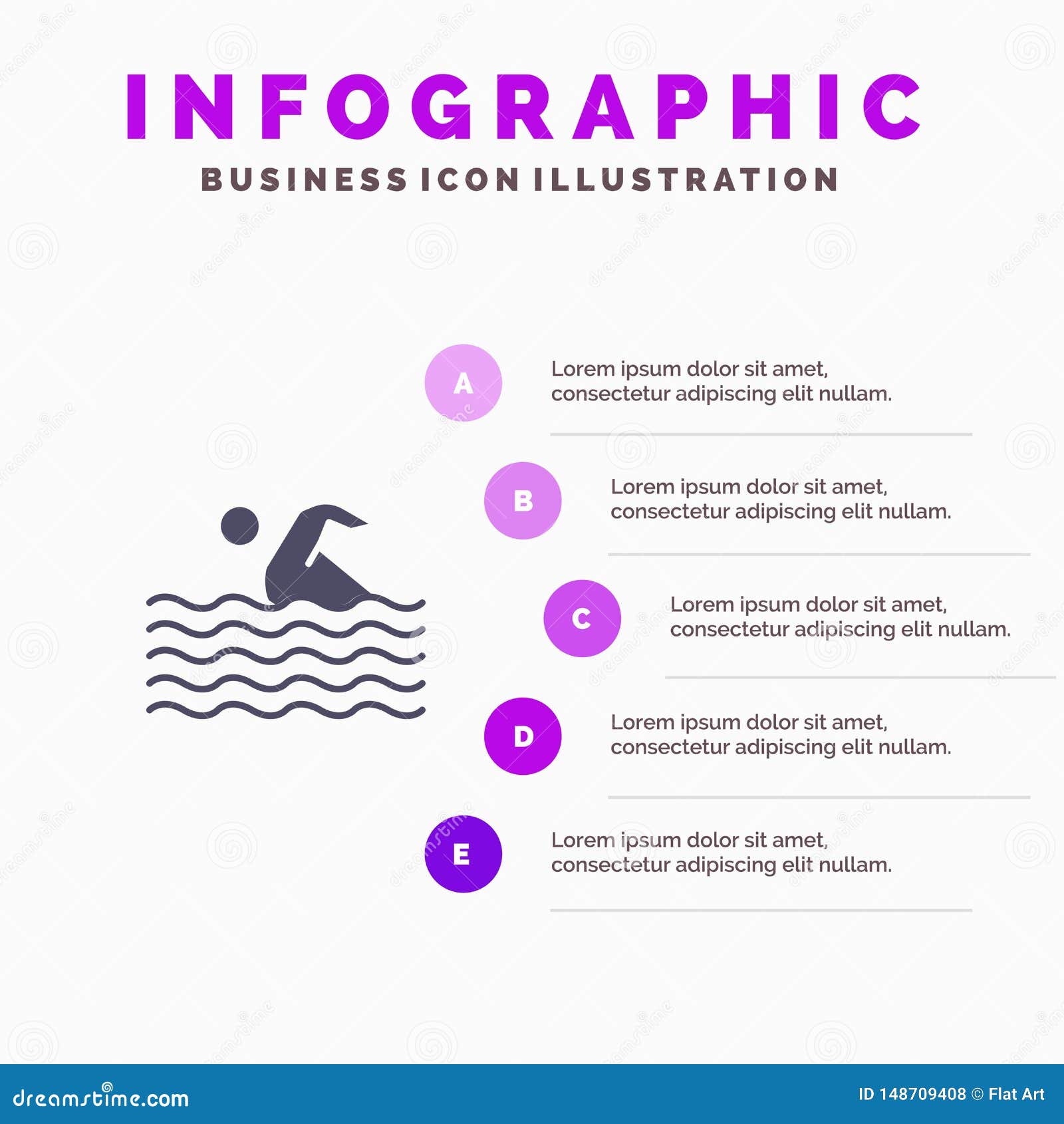 Activity, Sport, Swim, Swimming, Water Solid Icon Infographics 5 Steps ...