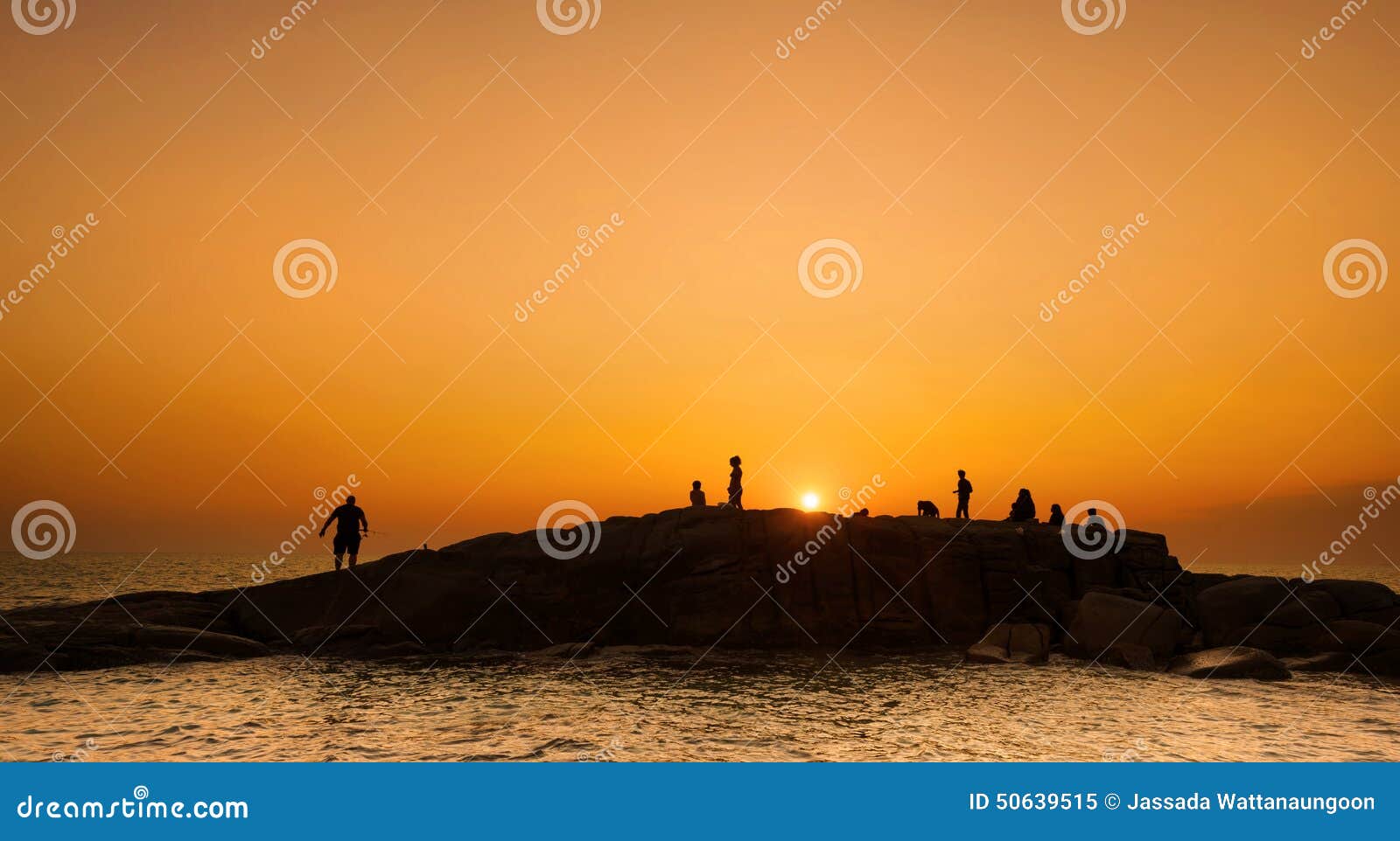 Activity on the Stone Silhouette at Sunset Stock Image - Image of ...