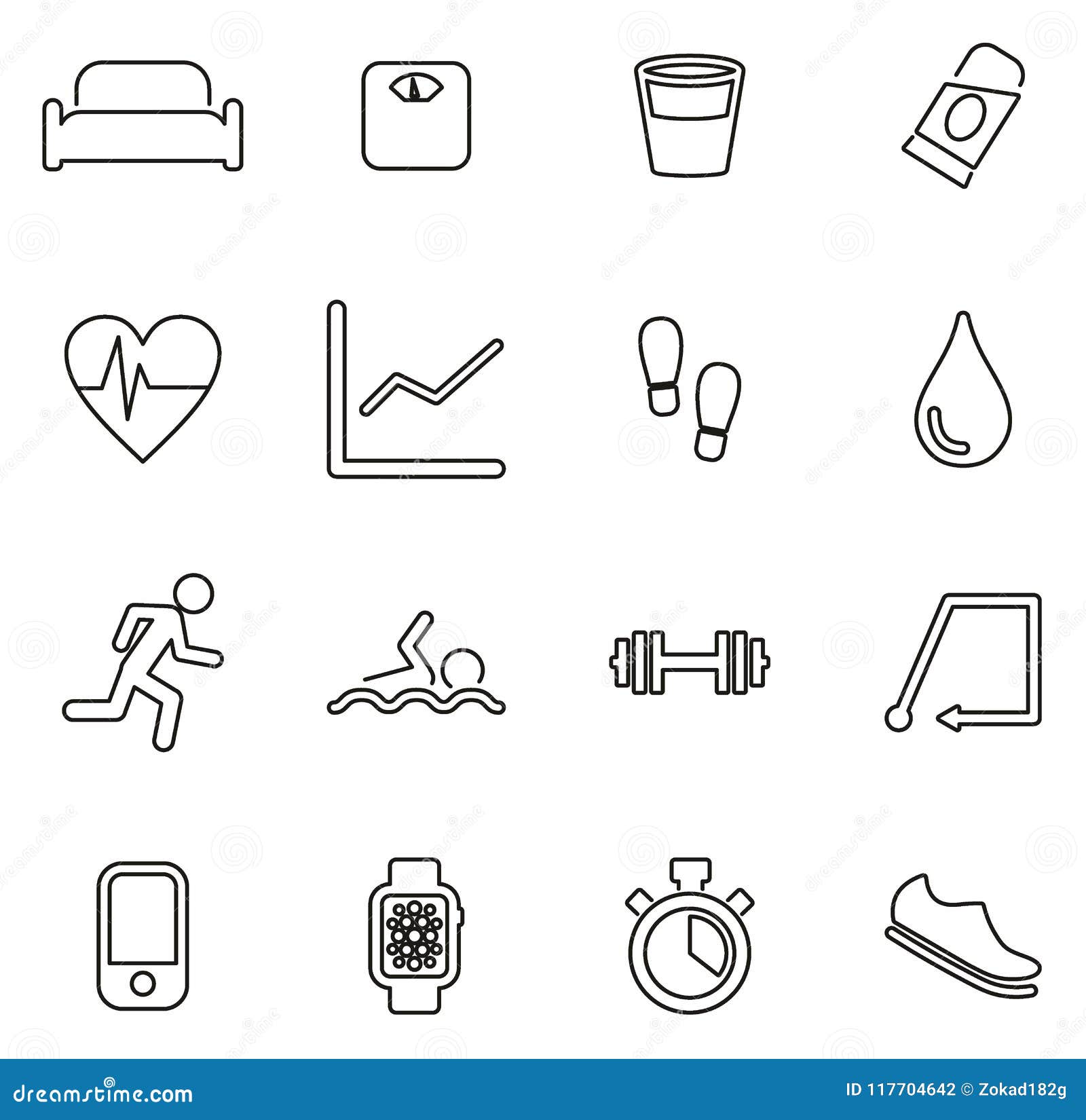 Activity Tracker Icons Thin Line Vector Illustration Set Stock Vector ...