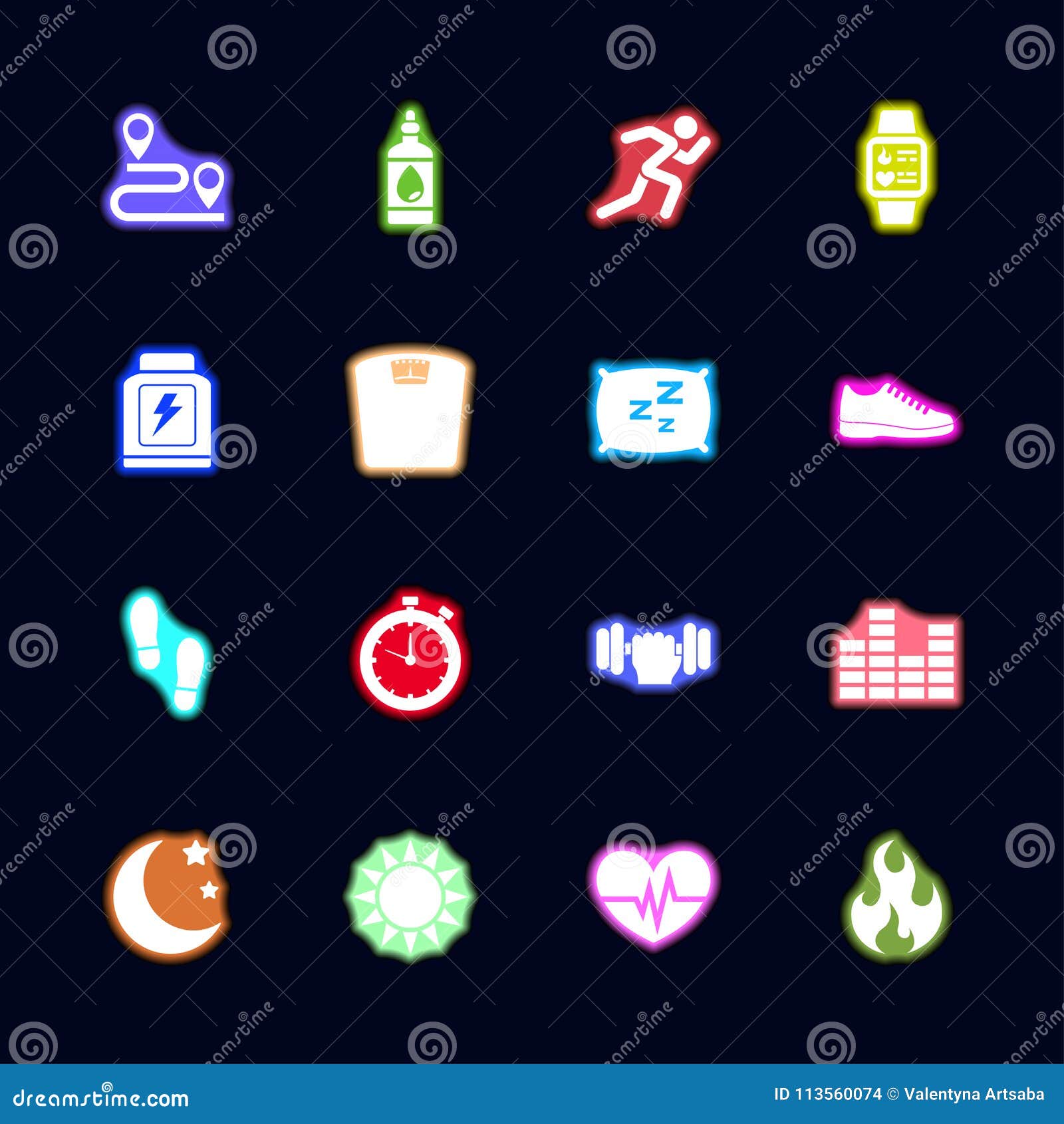 Activity Tracking - Flat Vector Icons Stock Vector - Illustration of ...