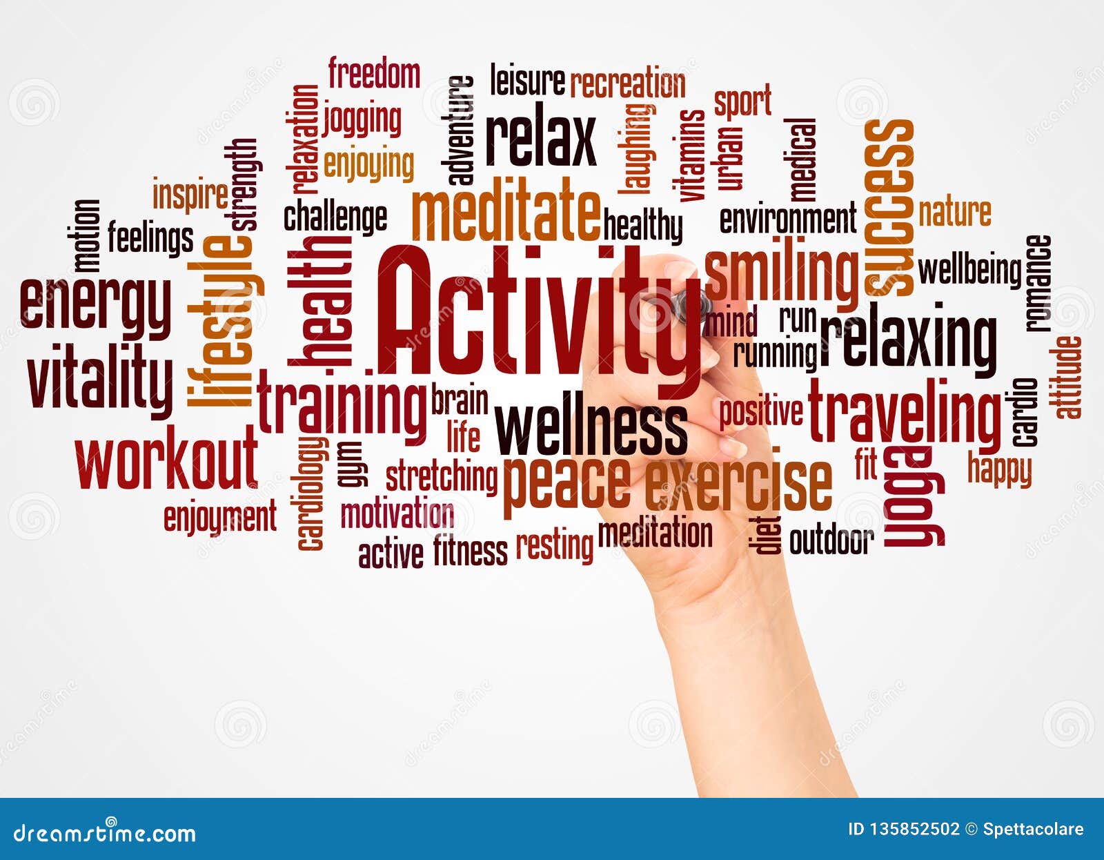 Activity Word Cloud and Hand with Marker Concept Stock Illustration ...