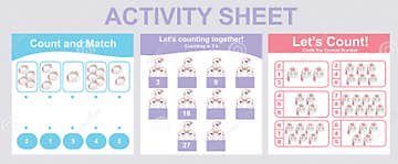 3 in 1 Math Game Worksheet for Preschool and Kindergarten Kids with ...