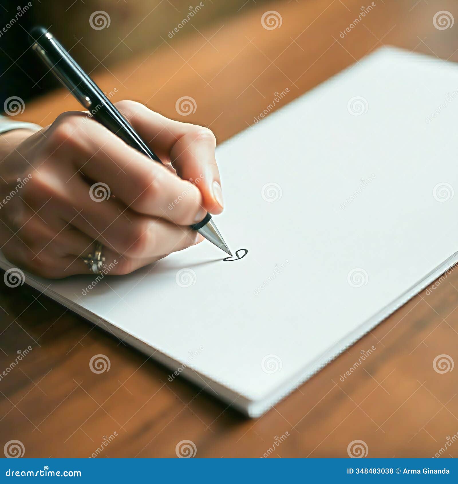 The Activity of Writing Something with a Pen on Paper Stock ...