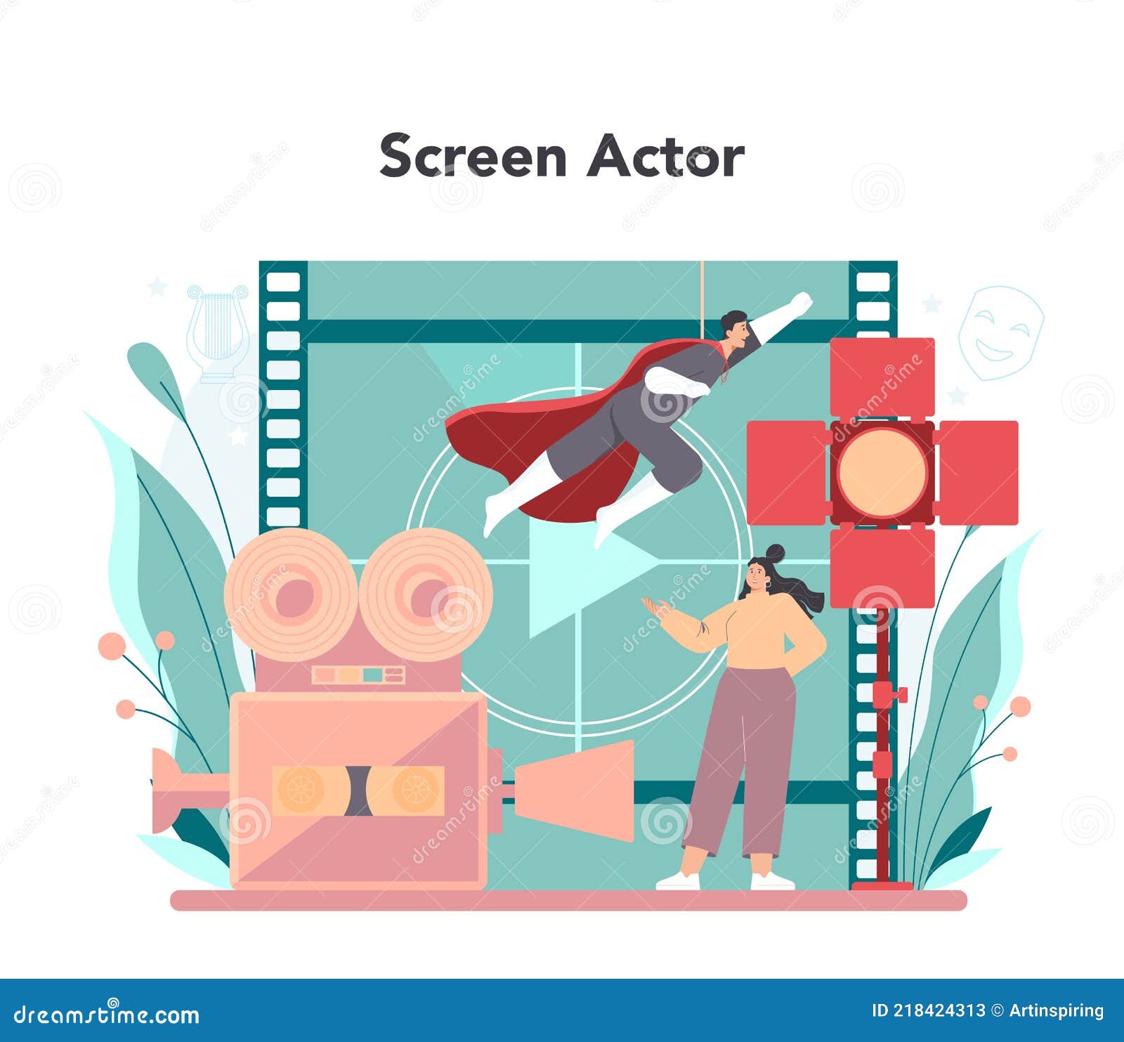 Actor and Actress Concept. Movie Production Cast Member Stock Vector ...
