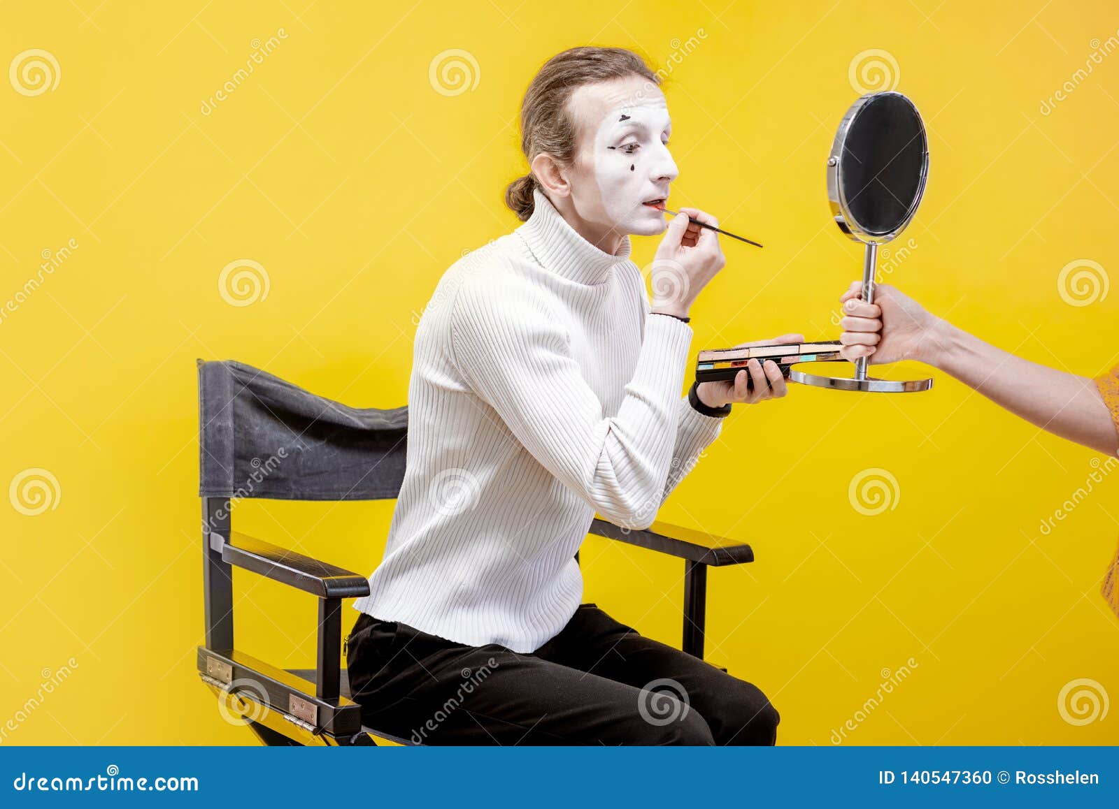 Actor Applying Facial Makeup for Pantomime Performance Stock Photo ...
