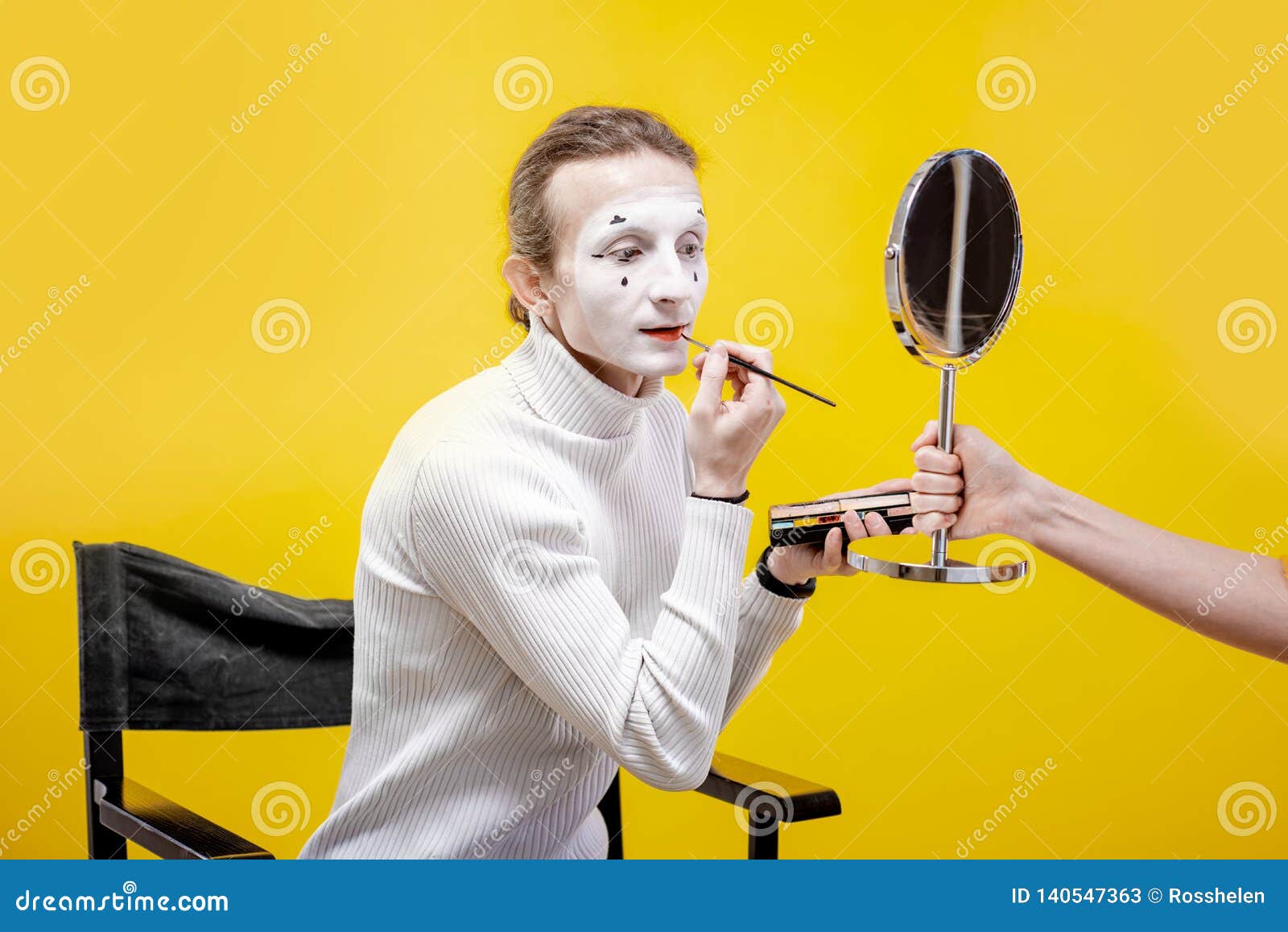 Actor Applying Facial Makeup for Pantomime Performance Stock Image ...
