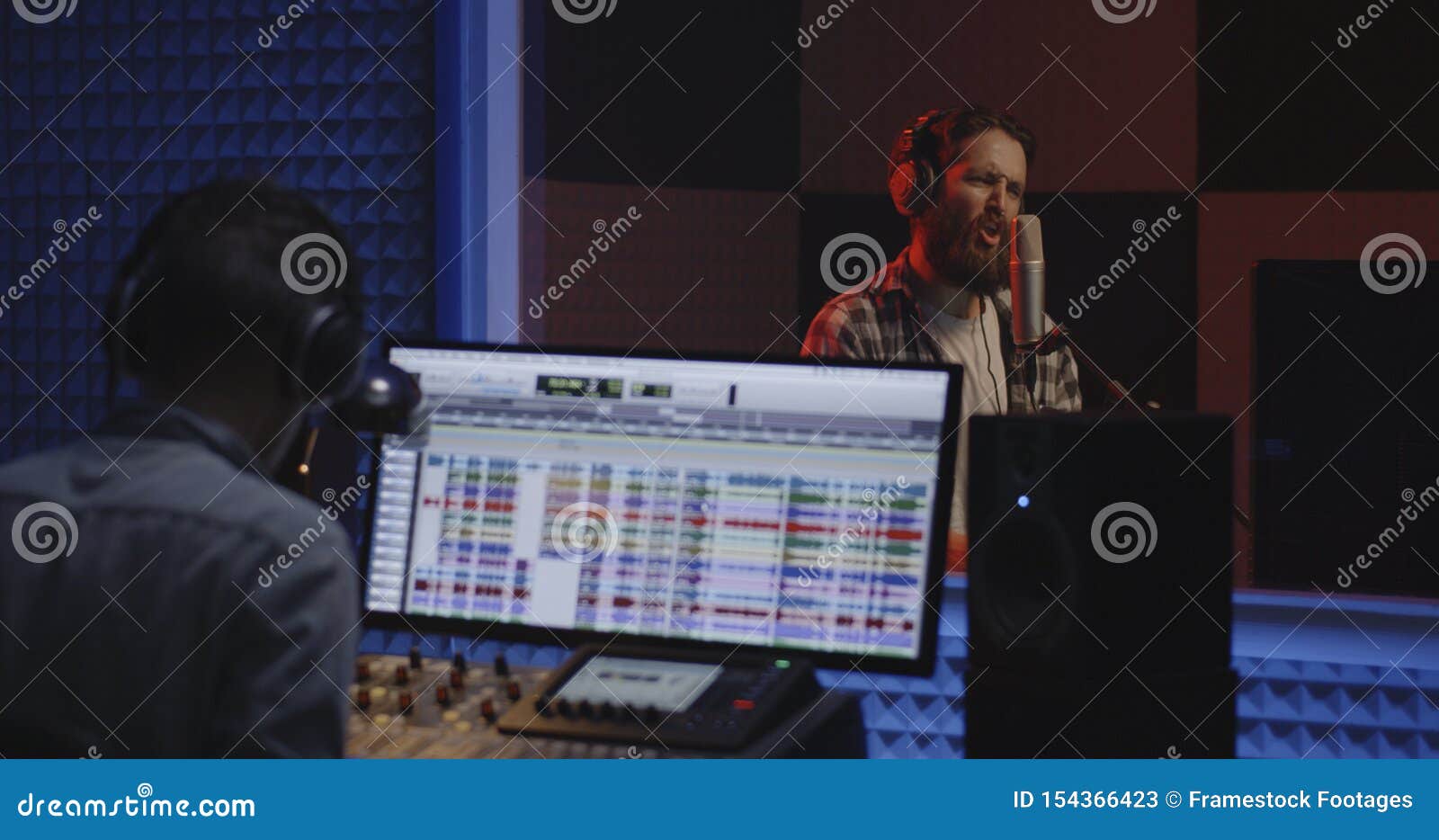 Actor Doing Voice Over in Sound Studio Stock Image - Image of equipment ...