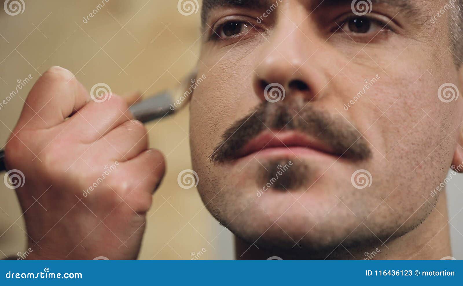 Actor is Getting His Makeup Done before Going on Set, Makeup Artist at ...