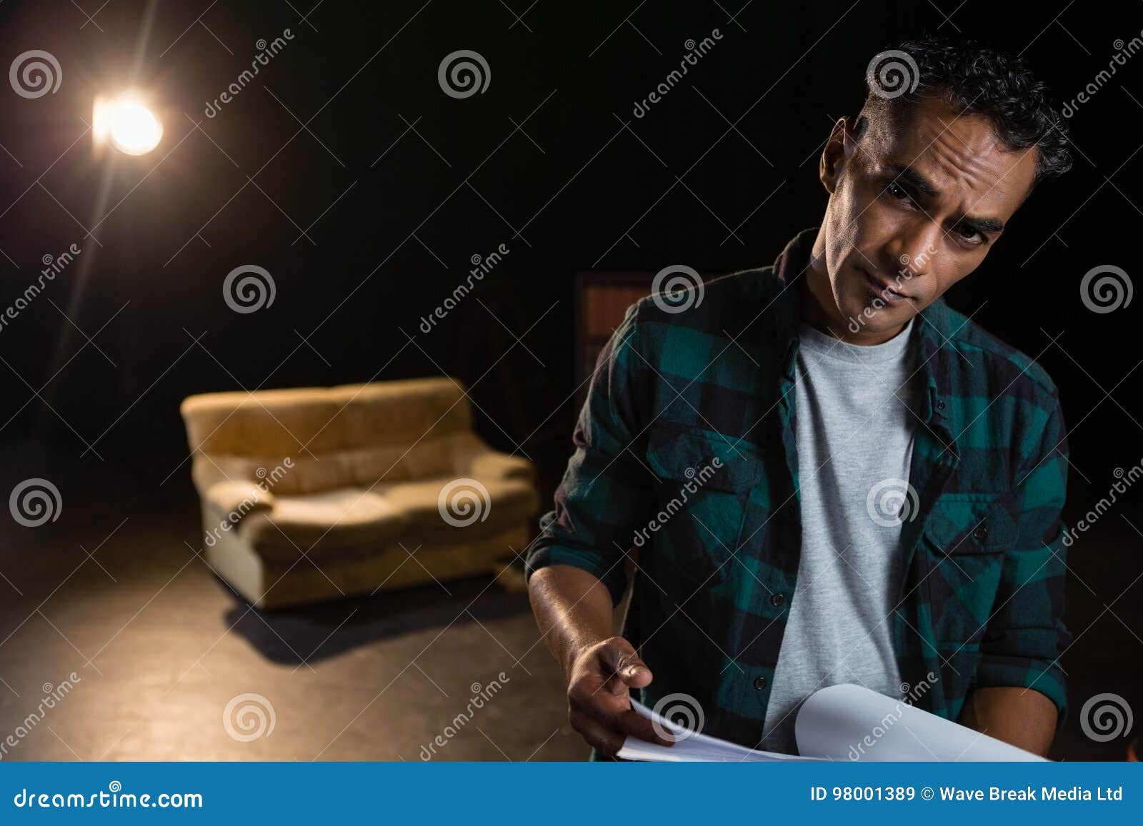 Actor Holding His Scripts on Stage Stock Image - Image of arts, male ...
