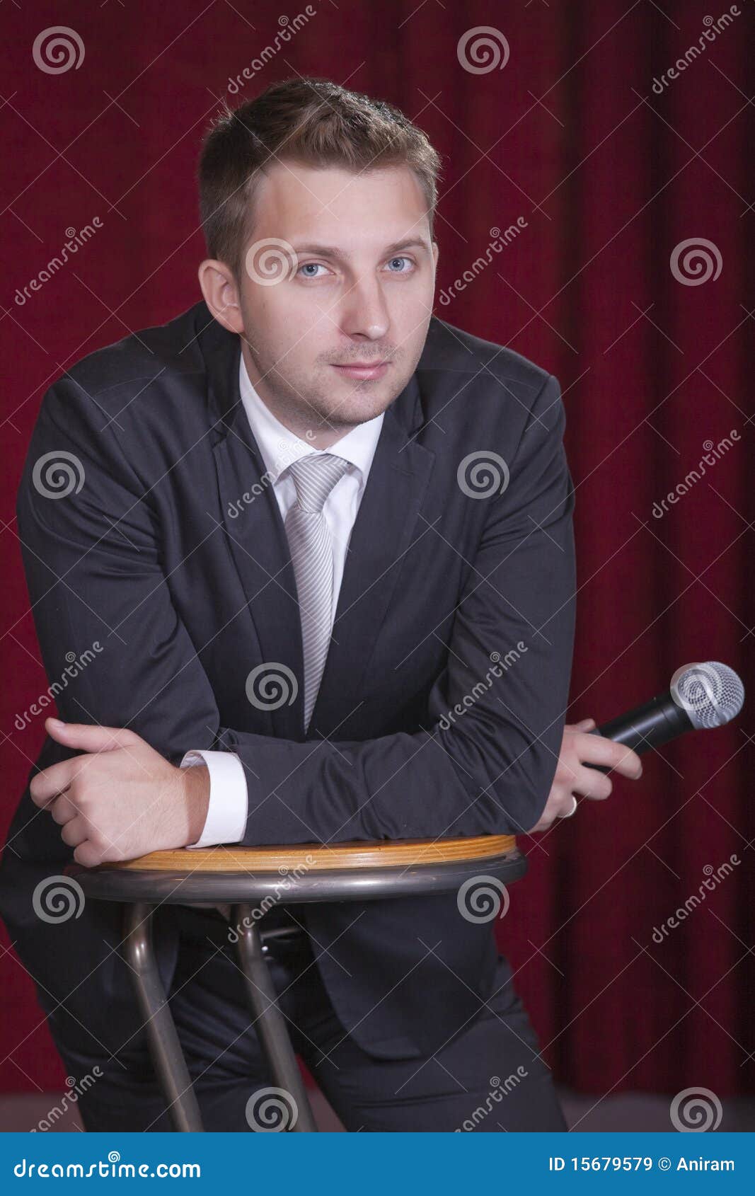 Actor with microphone stock image. Image of show, theatrical - 15679579