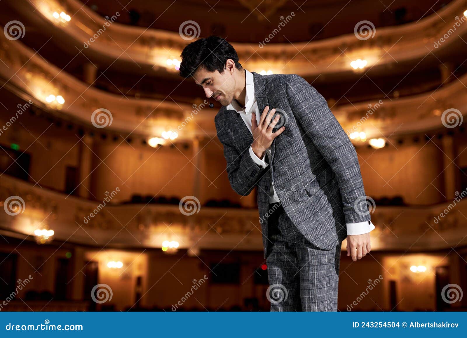 Actor or Opera Singer Bow Down after Performance, Expressing Gratitude ...