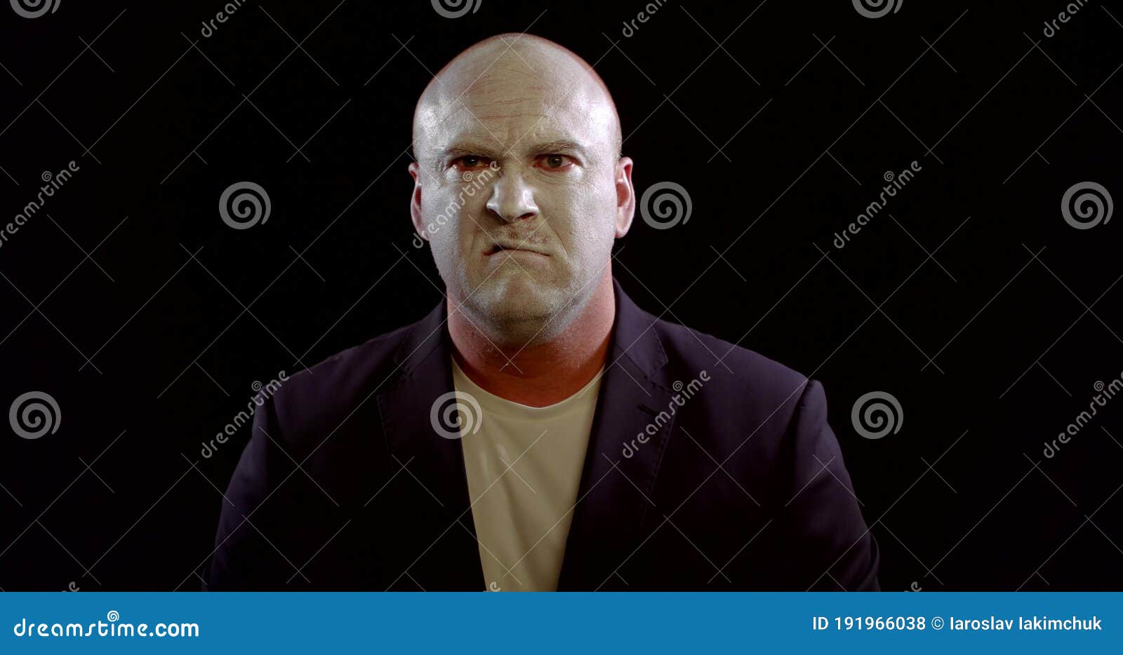 Actor with White Makeup on Face is Showing Aggressive Expression ...